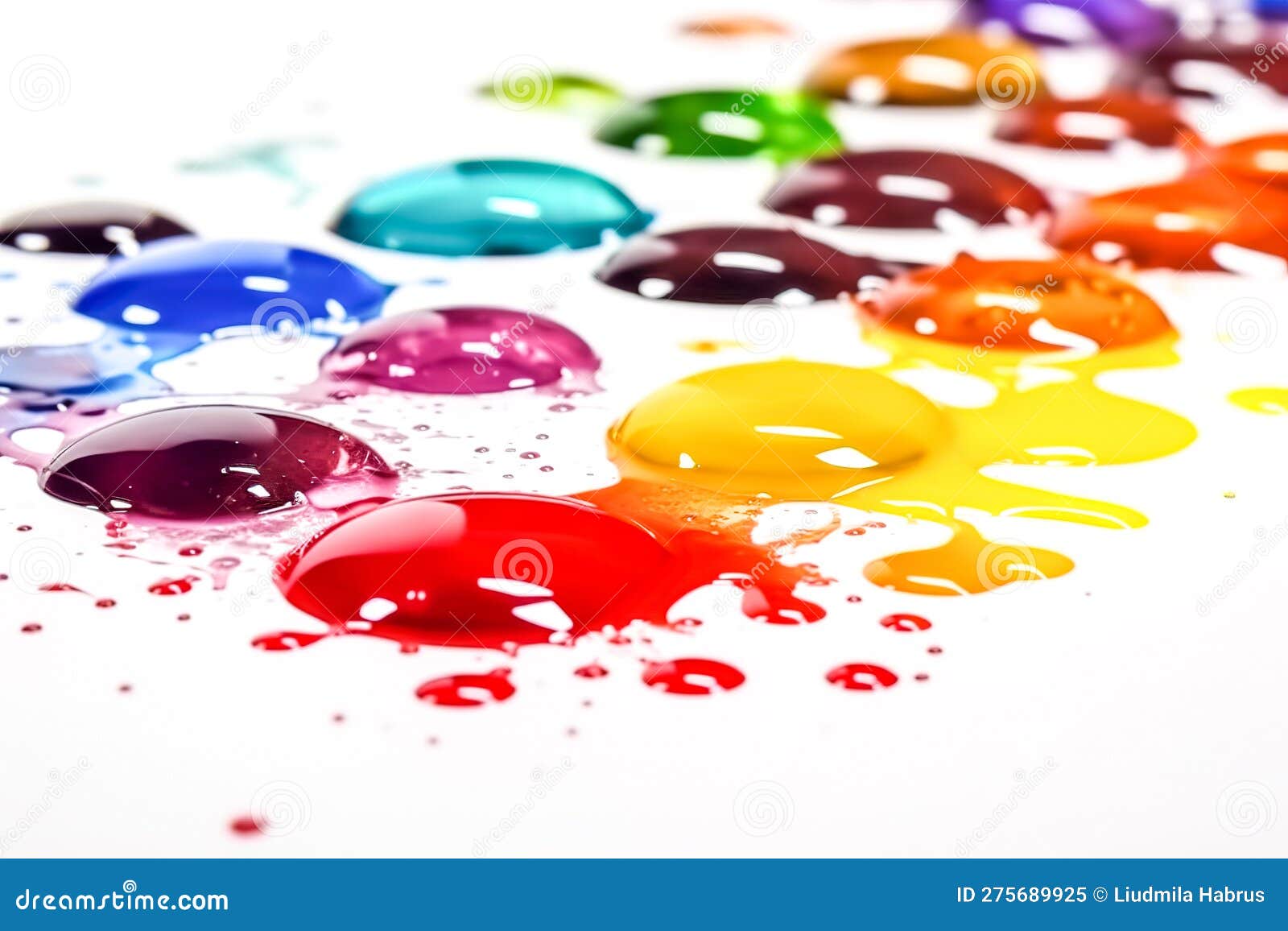 Colorful Paint Drops Isolated on a White Background. Generative AI ...