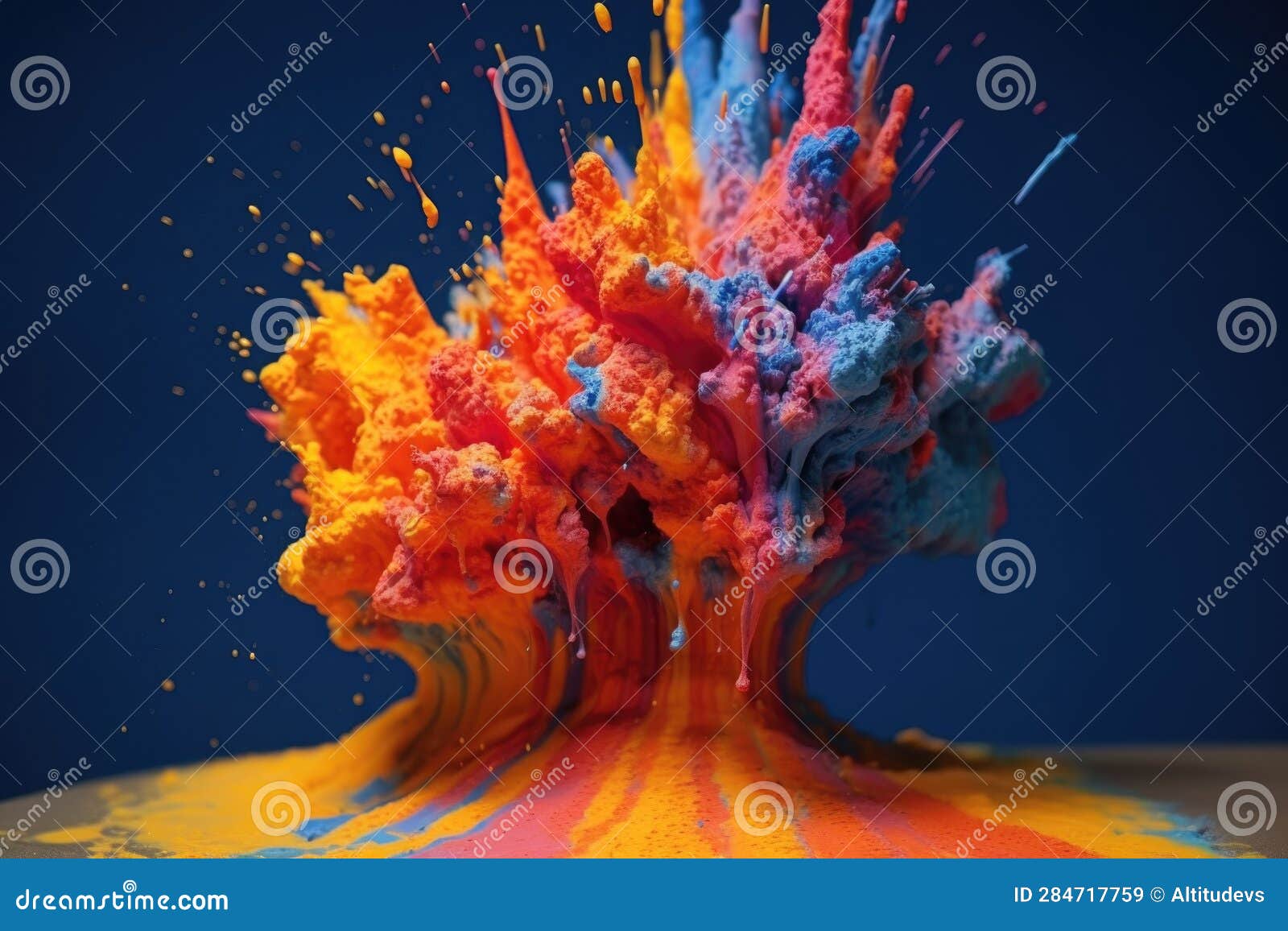 Colorful Paint Eruption from a Volcano Model Stock Illustration ...