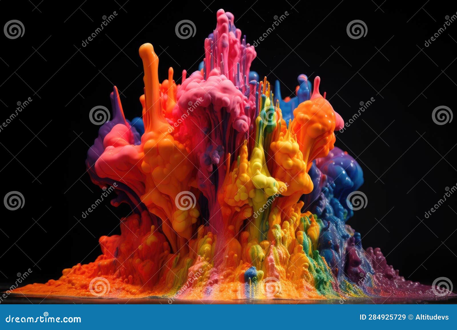 Colorful Paint Eruption from a Volcano Model Stock Illustration ...