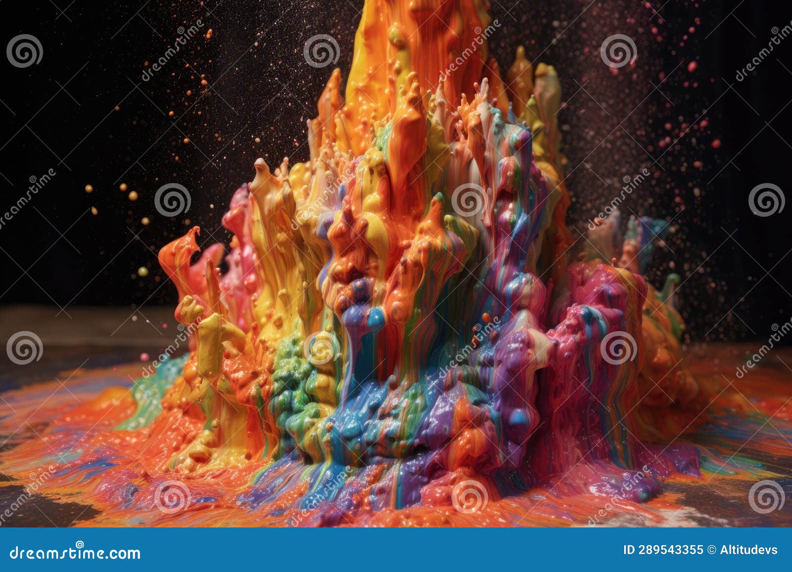 Colorful Paint Eruption from a Volcano Model Stock Image - Image of ...