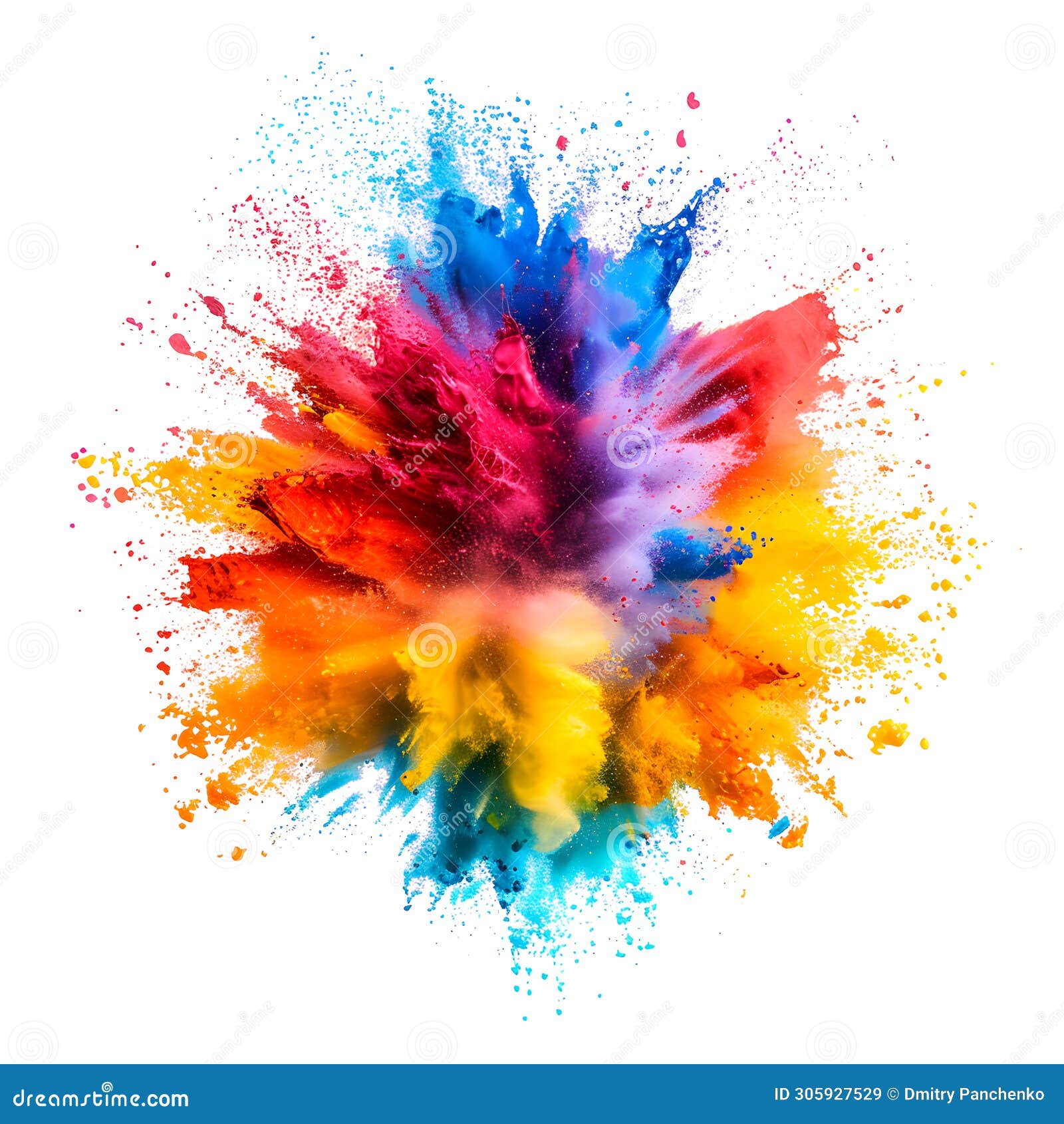 Colorful Paint Explosion in the Air Isolated on White Background. Stock ...