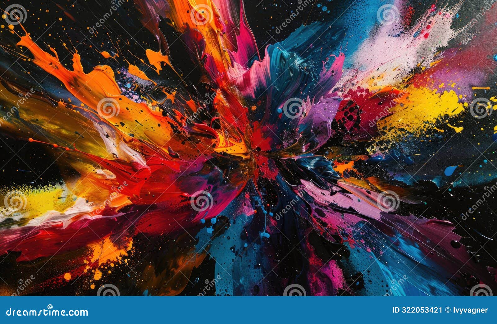 Colorful Paint Explosion on Black Background Stock Image - Image of ...