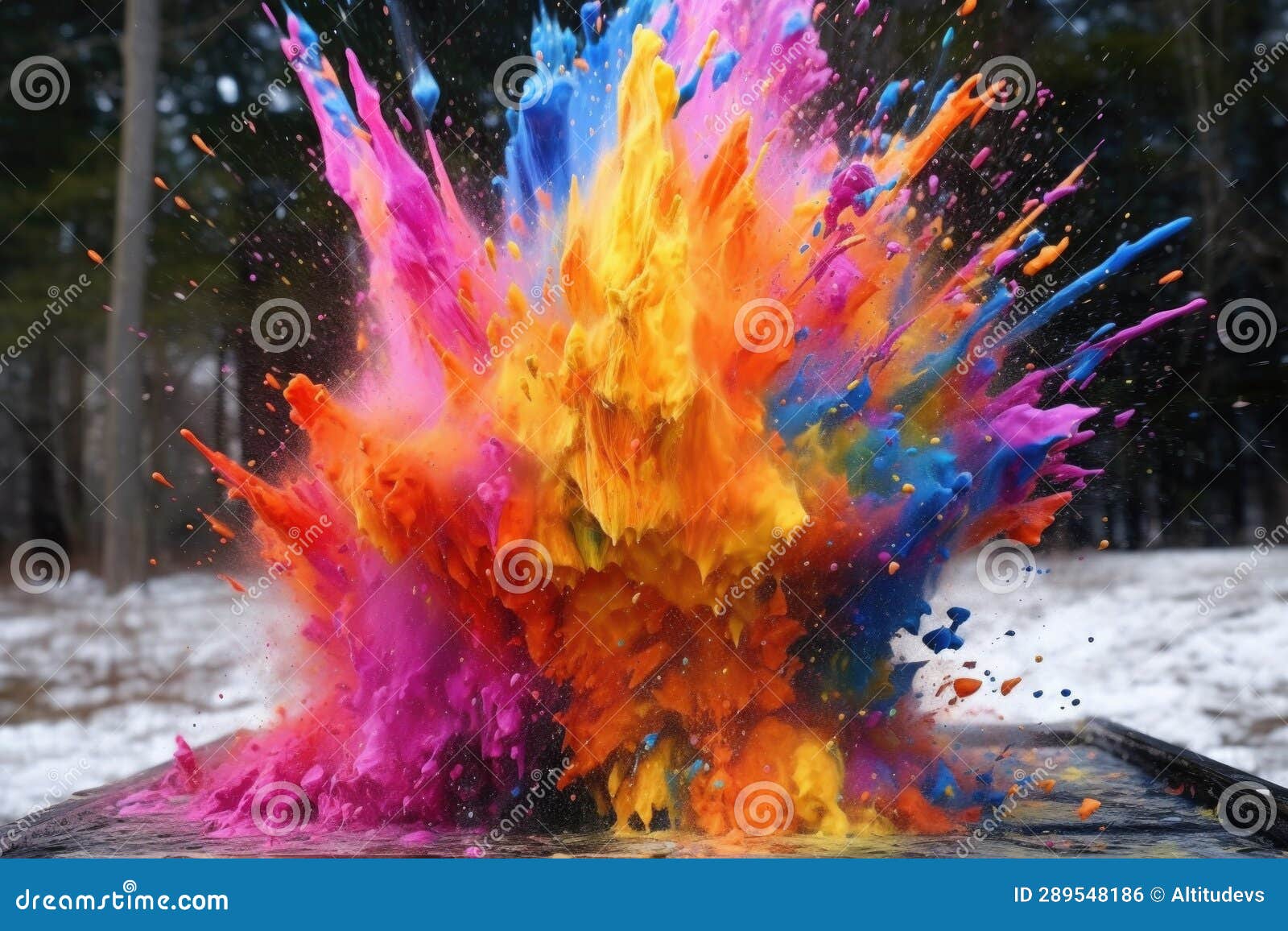 Colorful Paint Explosion Frozen in Mid-air Stock Illustration ...