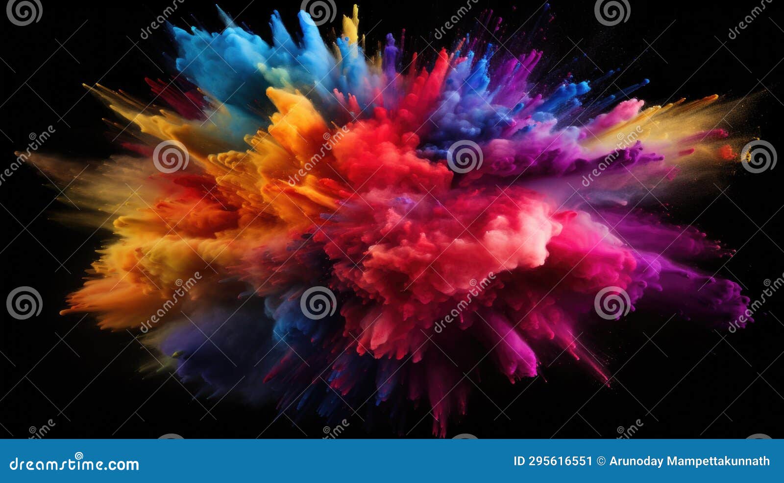 Colorful Paint Explosion Isolated on Black Background Stock ...