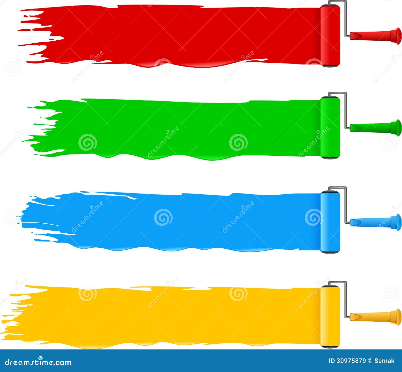 Colorful paint rollers stock vector. Illustration of brush - 30975879