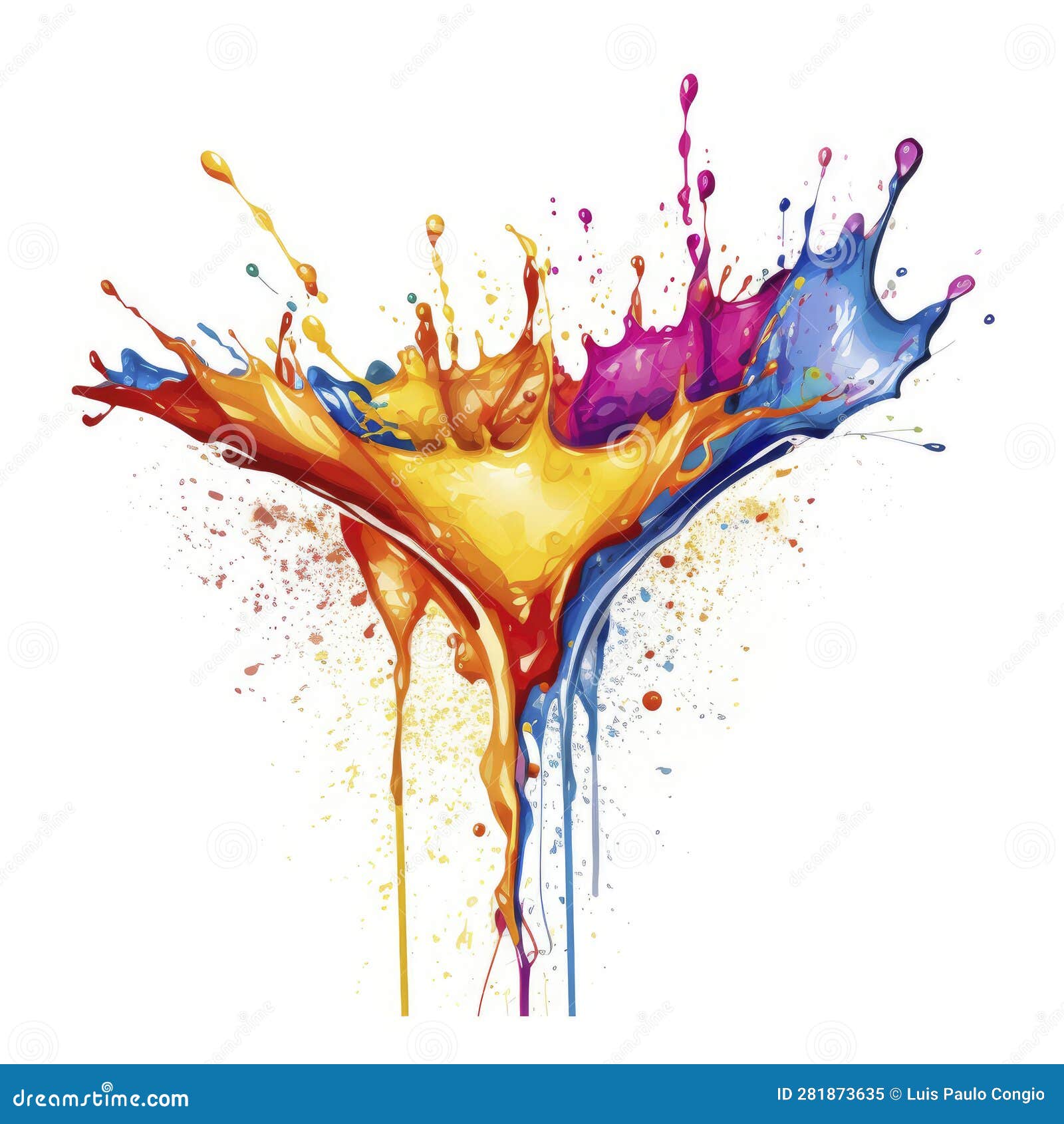 A Colorful Paint Splash on a Blank Canvas Stock Illustration ...