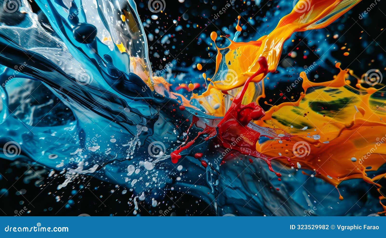 Colorful Paint Splash Collision, Abstract Artistic Background Stock ...