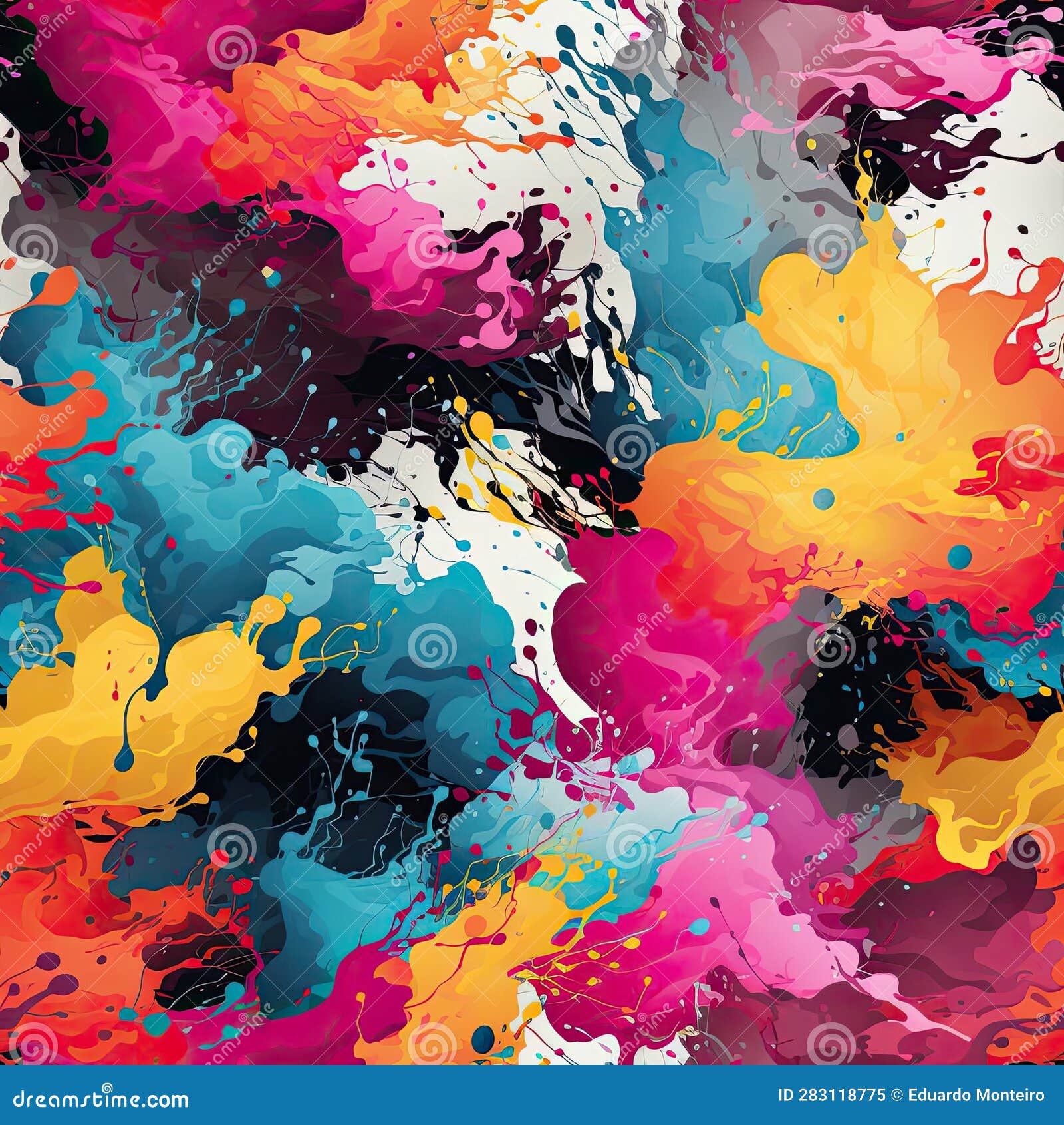 Colorful Paint Splash Pattern with Surrealistic Elements, Psychedelic ...