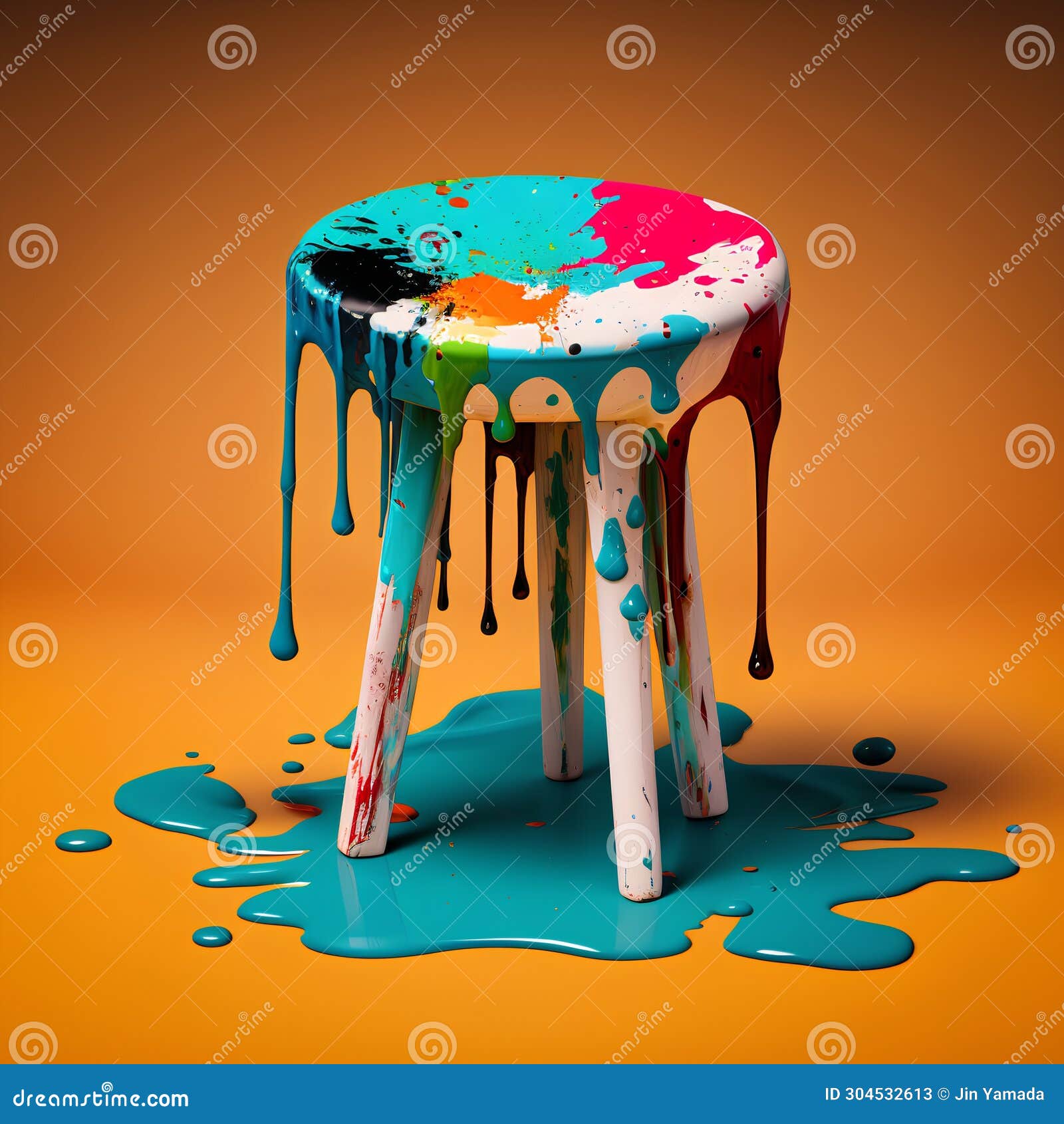 Colorful Paint Splash on the Table. 3d Render Illustration Stock ...