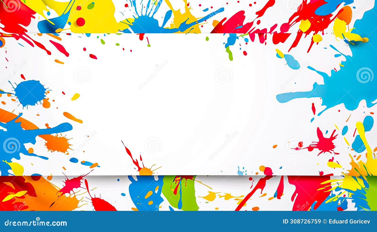 Colorful Paint Splashes Border on White Background Stock Image - Image ...