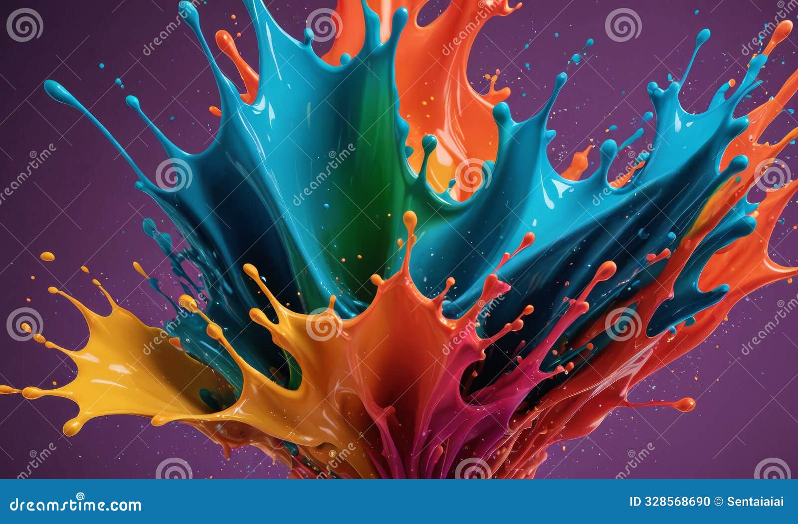 Colorful Paint Splashes. Bright Fun Entertainment Dynamic Background ...