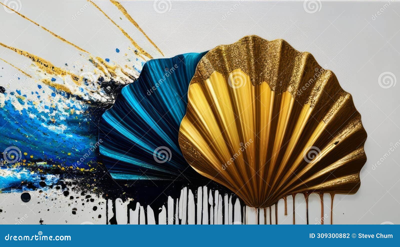 Colorful Paint Splashes Shell on a White Background, Abstract Art ...
