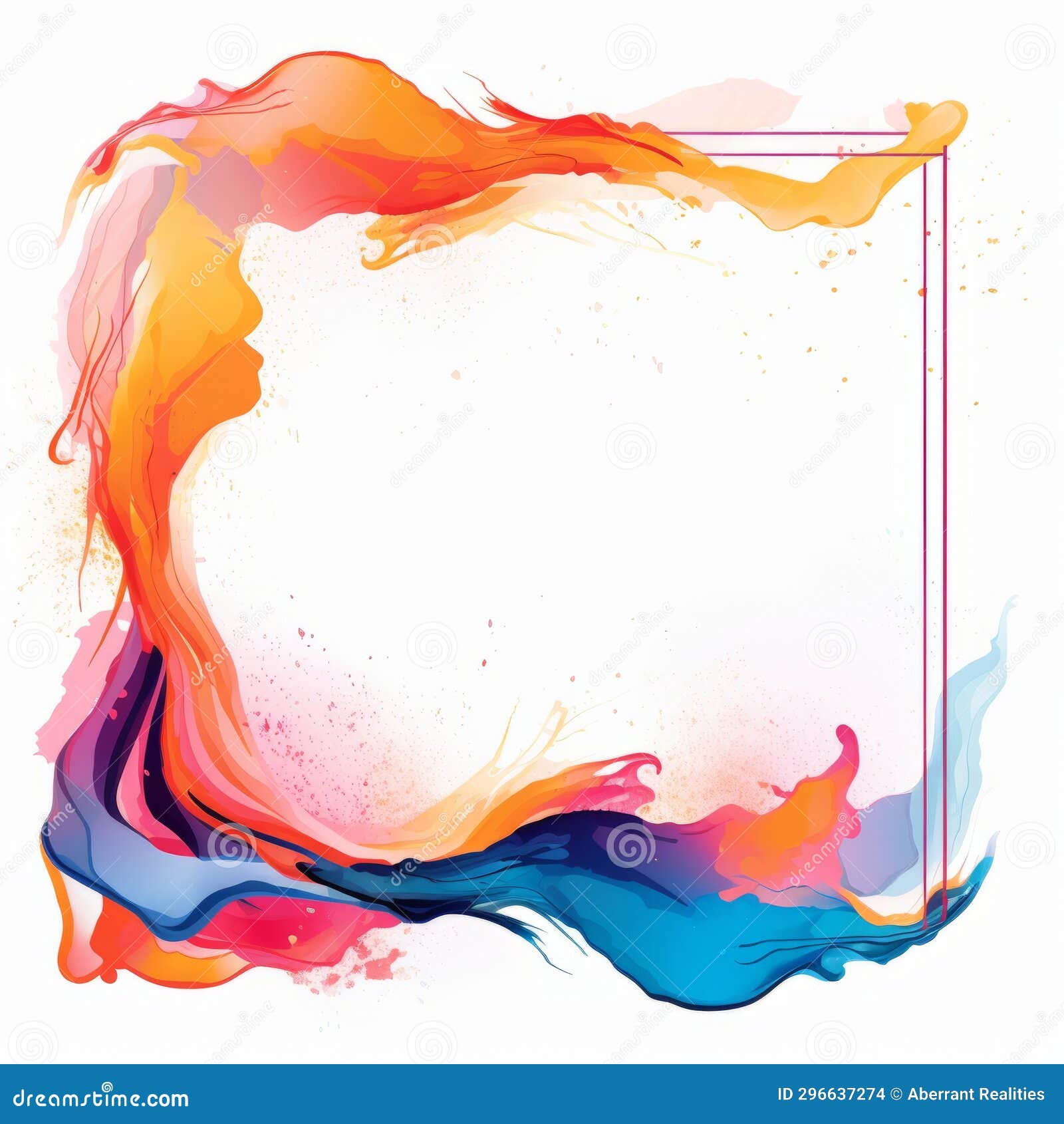 Colorful Paint Splashes in a Square Frame on a White Background Stock ...