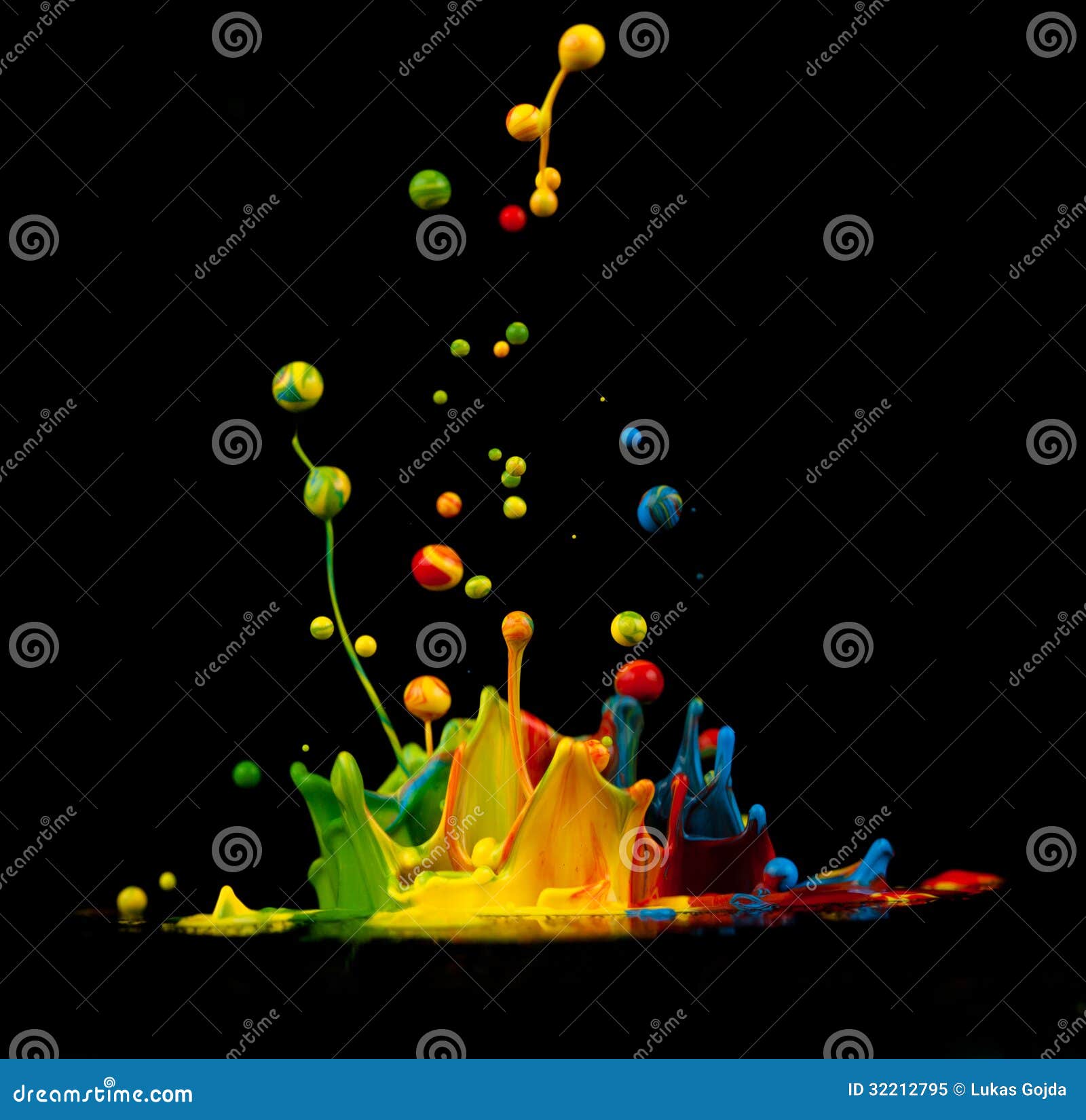 Colorful paint splashing stock image. Image of black - 32212795