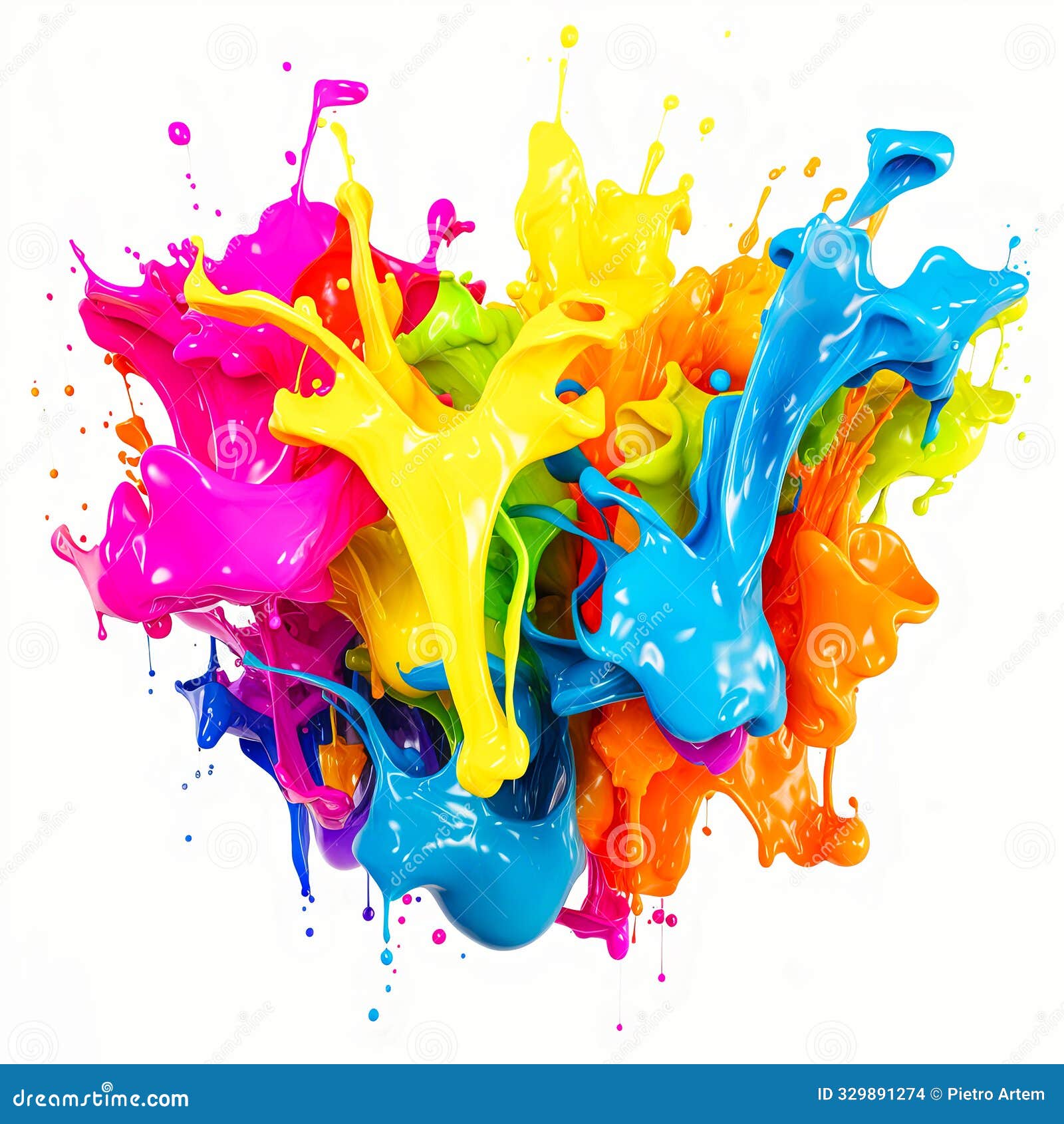 Colorful Paint Splashing Overlapping Each Other Stock Photo - Image of ...