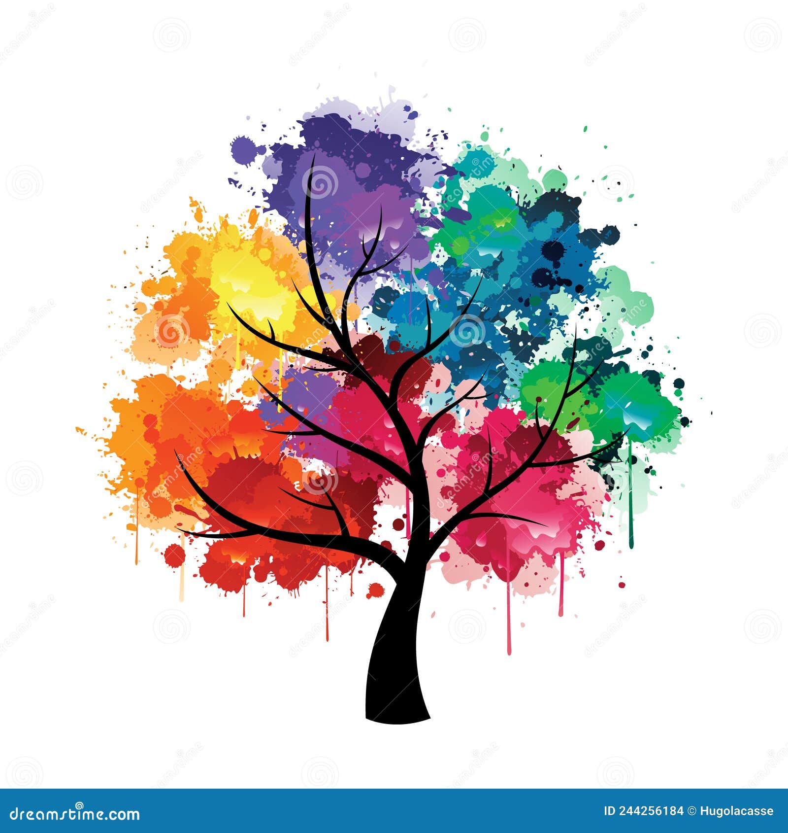 Colorful Paint Splat Tree Design Stock Vector - Illustration of blue ...