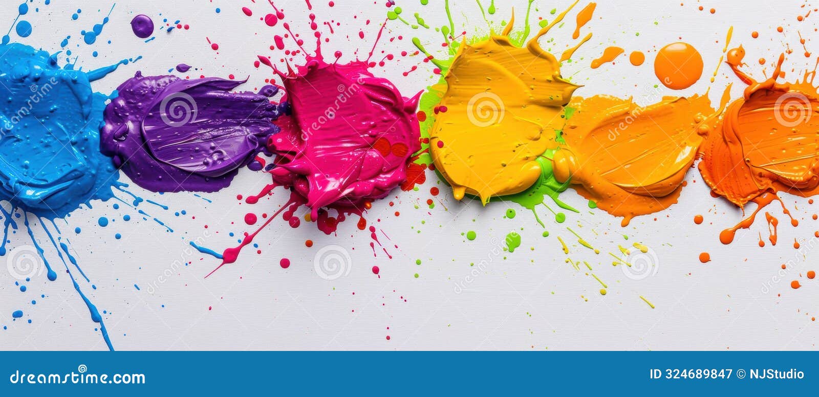 A Colorful Paint Splatter with a Rainbow of Colors Stock Illustration ...