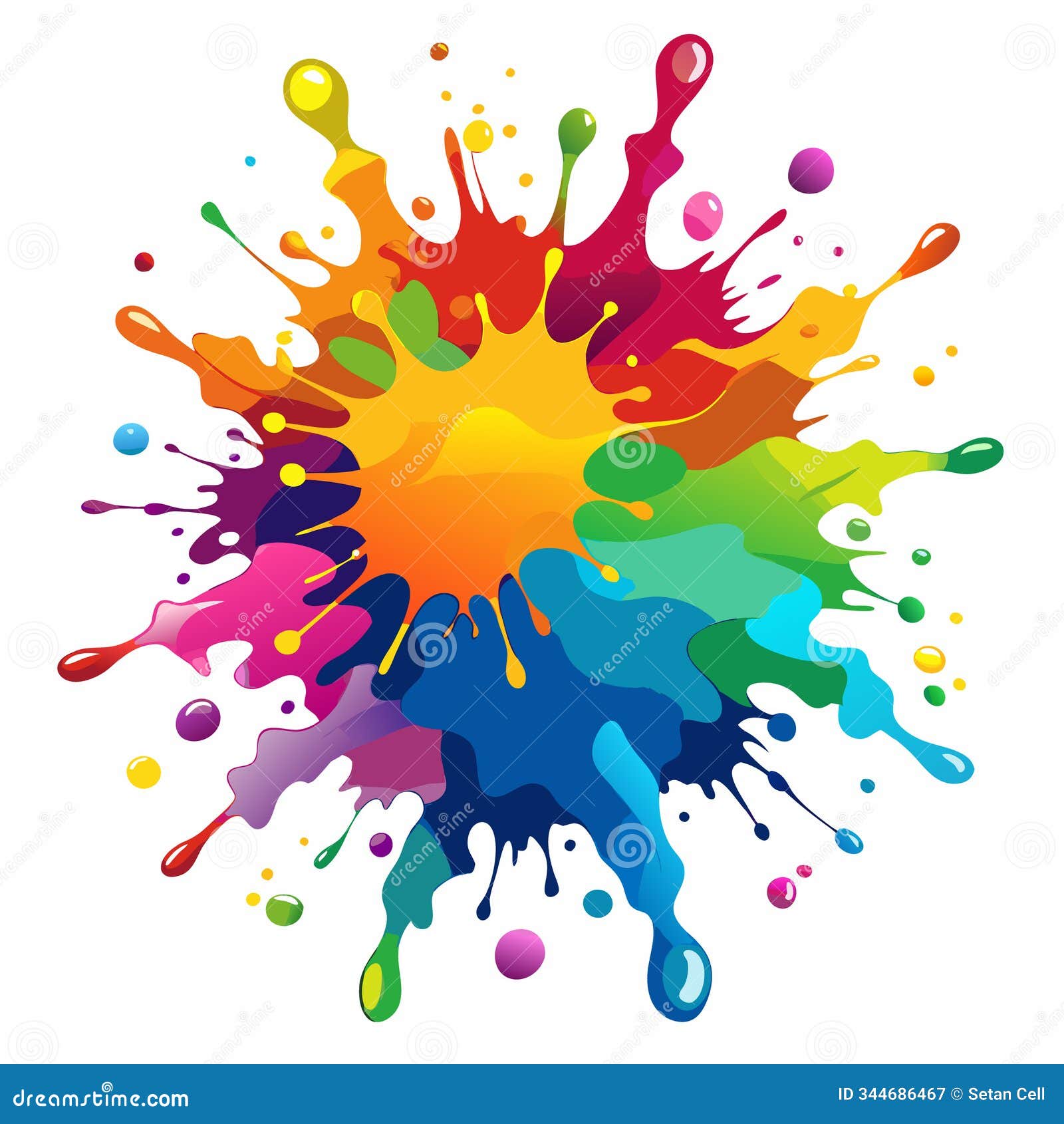 Colorful Paint Splattered in a Radial Patter Stock Image - Image of ...