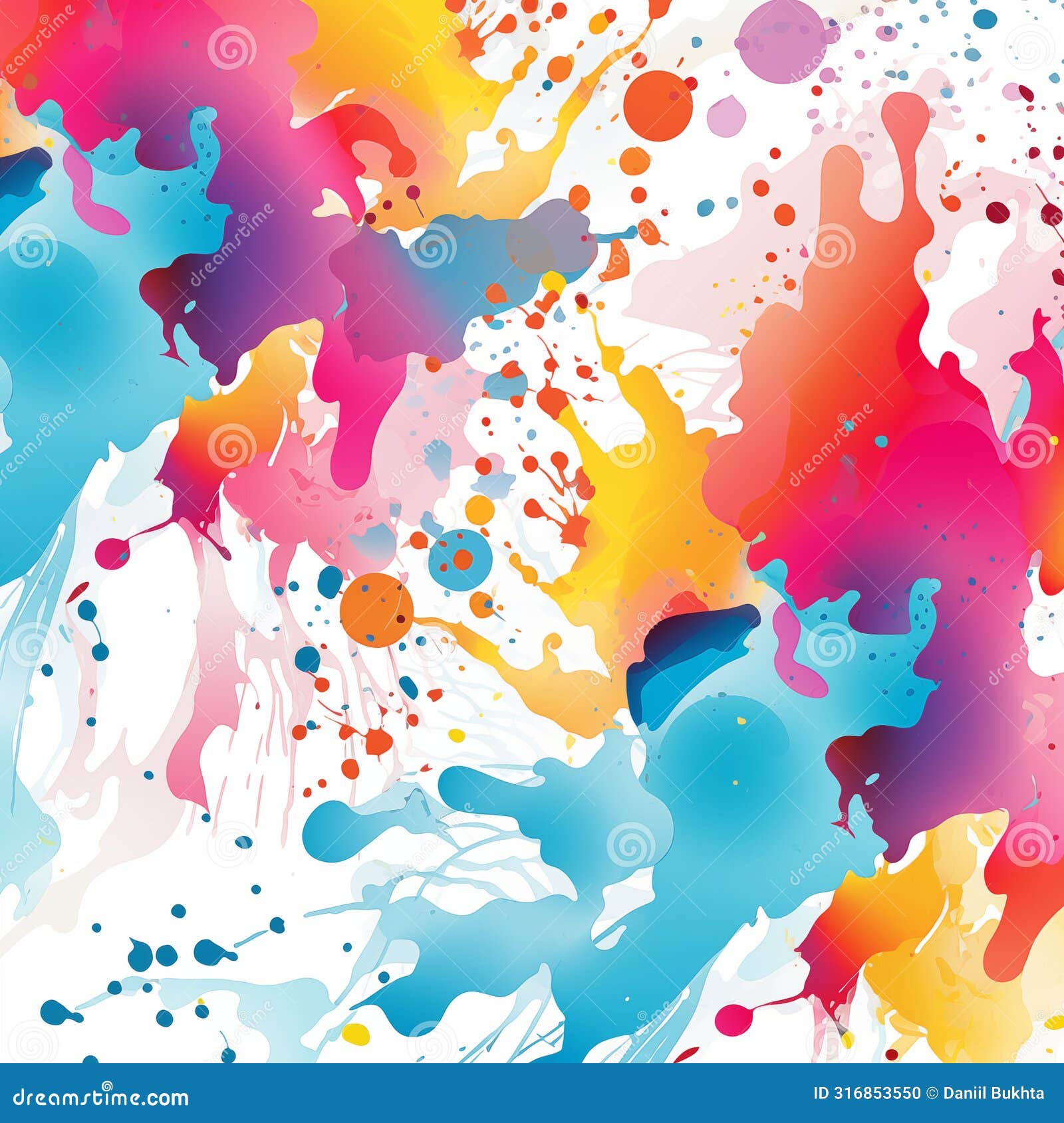 Colorful Paint Splattered on a White Background. Generative AI Stock ...