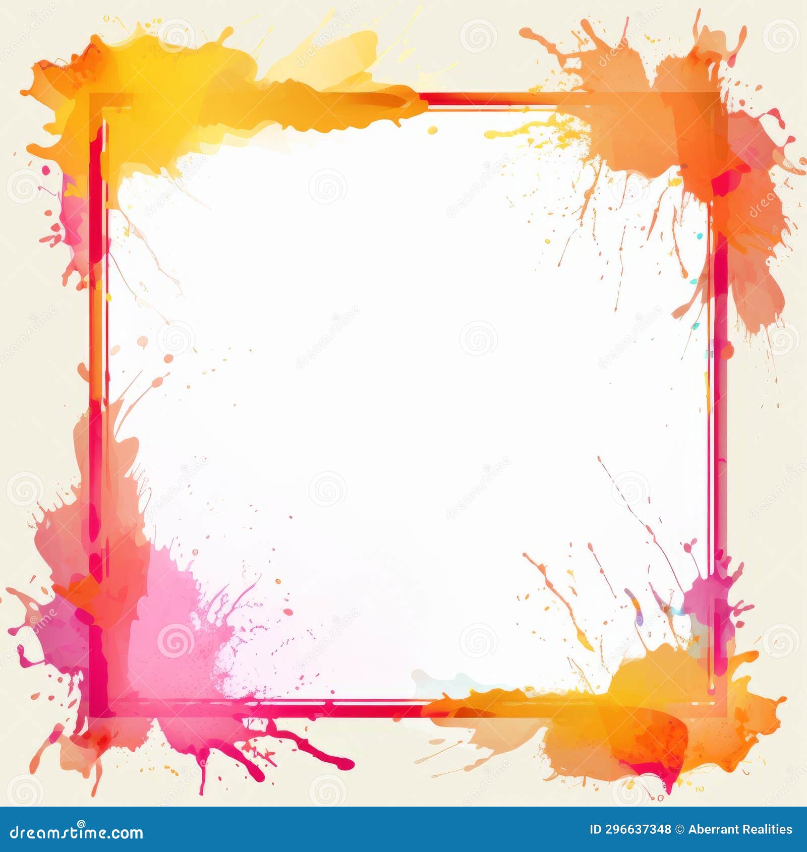 Colorful Paint Splatters on a White Background with a Square Frame ...