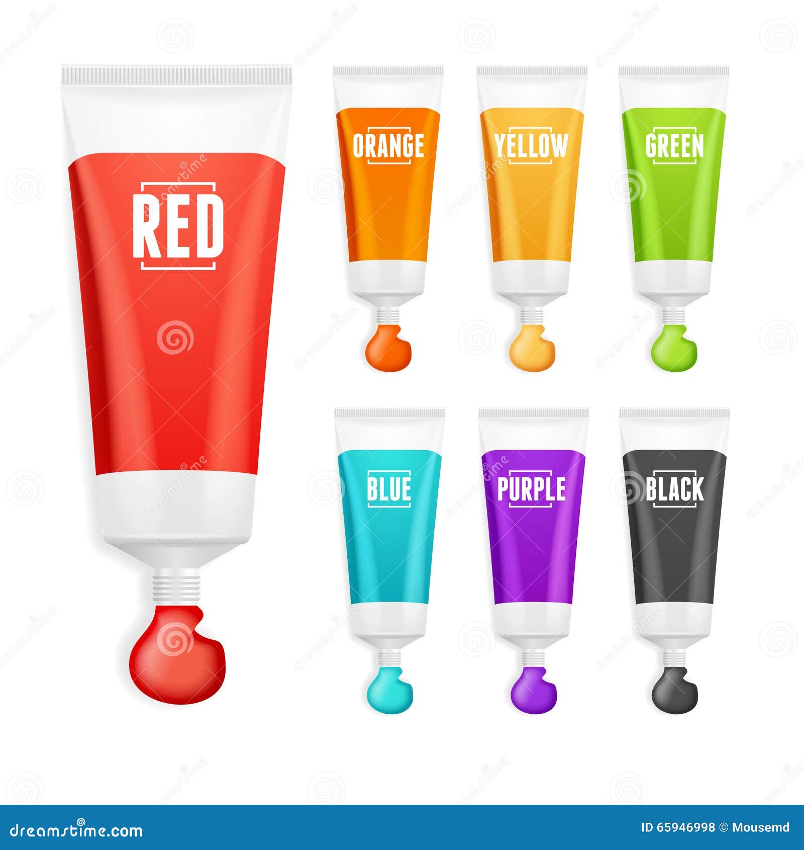 Colorful Paint Tubes Set Rainbow. Vector Stock Vector - Illustration of ...