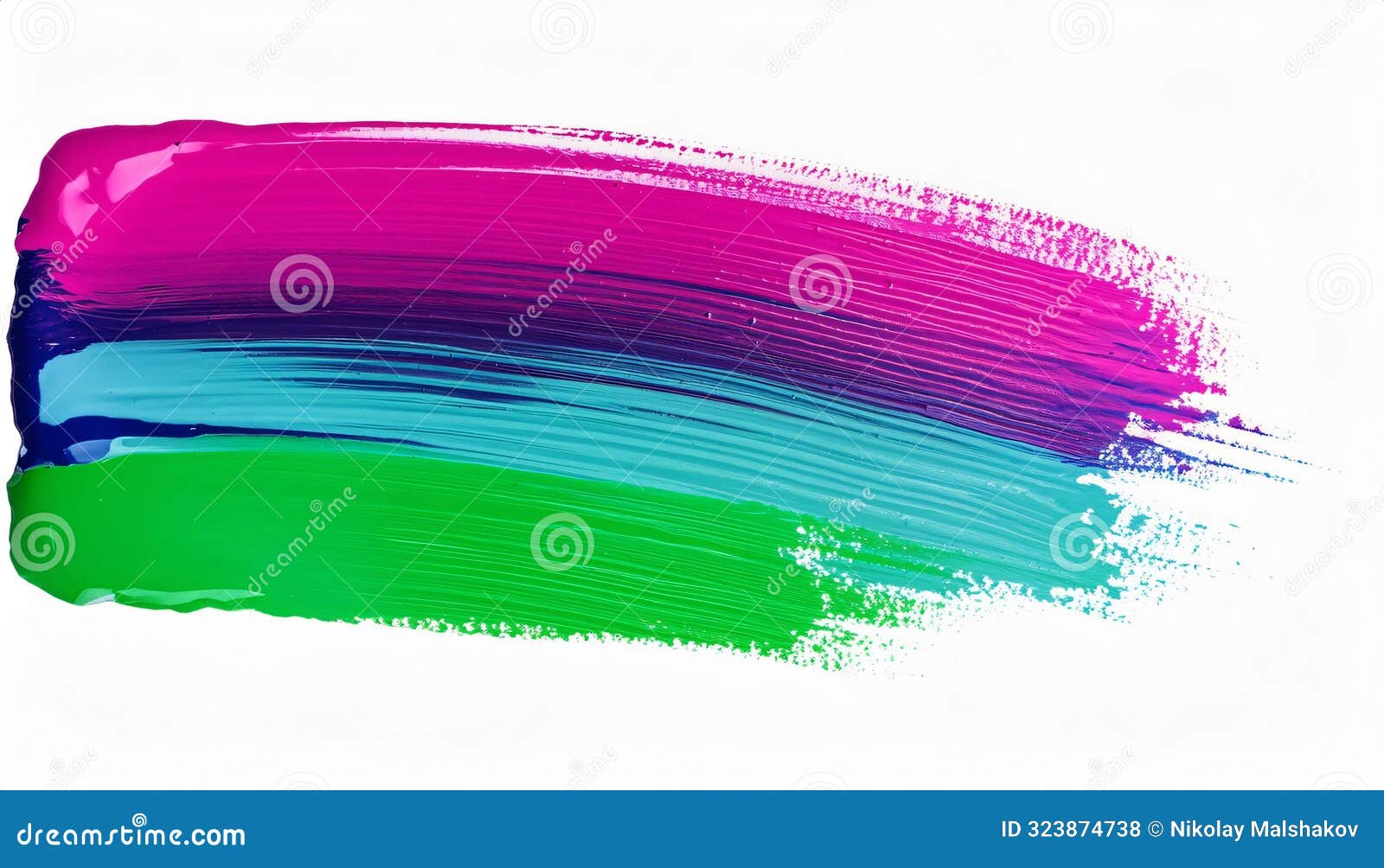 The Abstract Design Element of a Colorful Paintbrush Stroke on a White ...