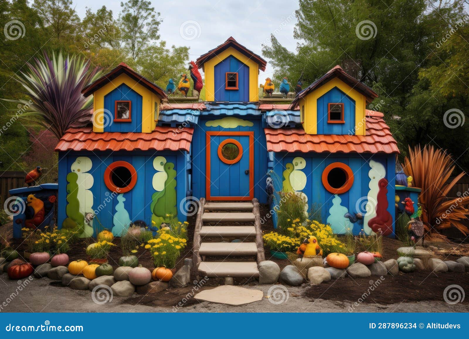 Chicken Nesting In A Coop Vector. Ecological Free Range Growing Animals ...