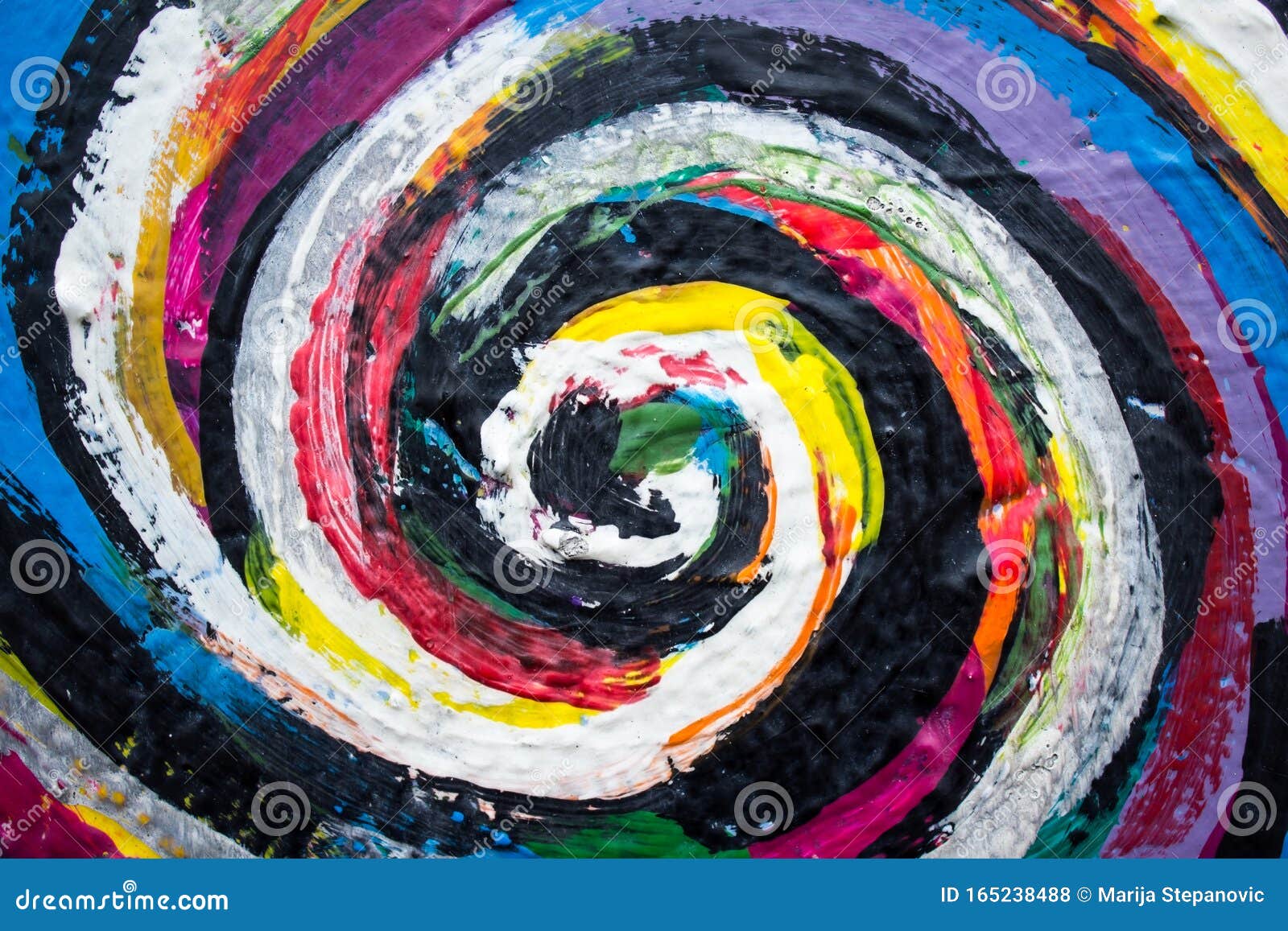 Colorful, Painted Circle, Wall As Background. Contemporary Art Surface ...