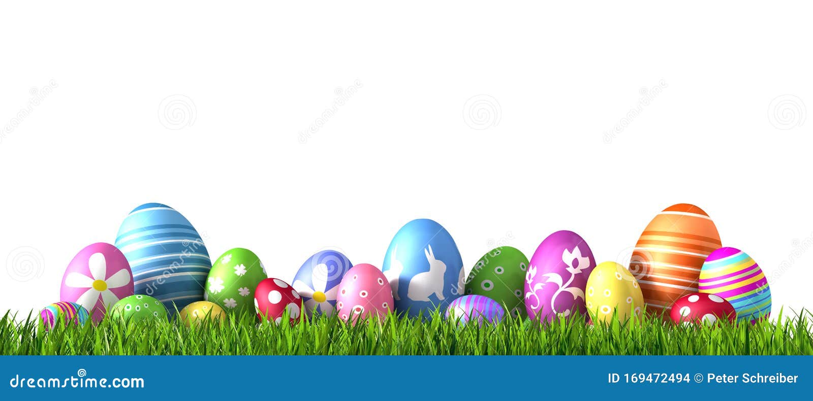 Colorful Painted Easter Eggs in a Row Stock Illustration - Illustration ...