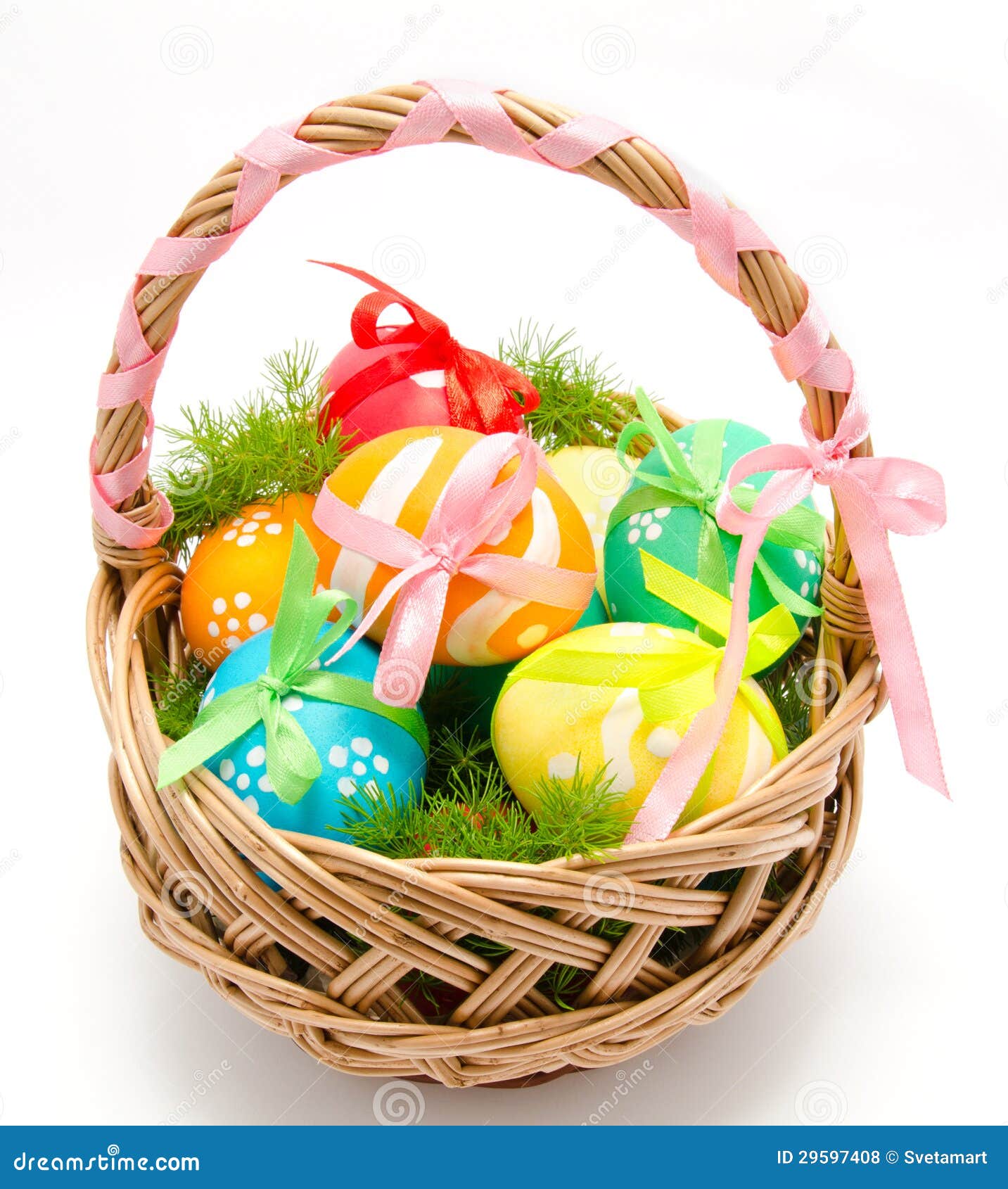 Colorful Painted Easter Eggs in Basket Stock Photo - Image of easter ...