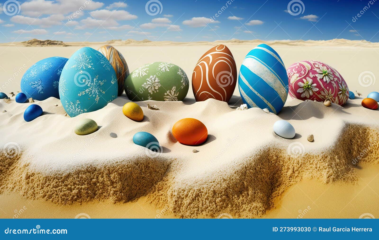 Colorful Painted Easter Eggs on a Paradise Beach. Generative Ai Stock ...