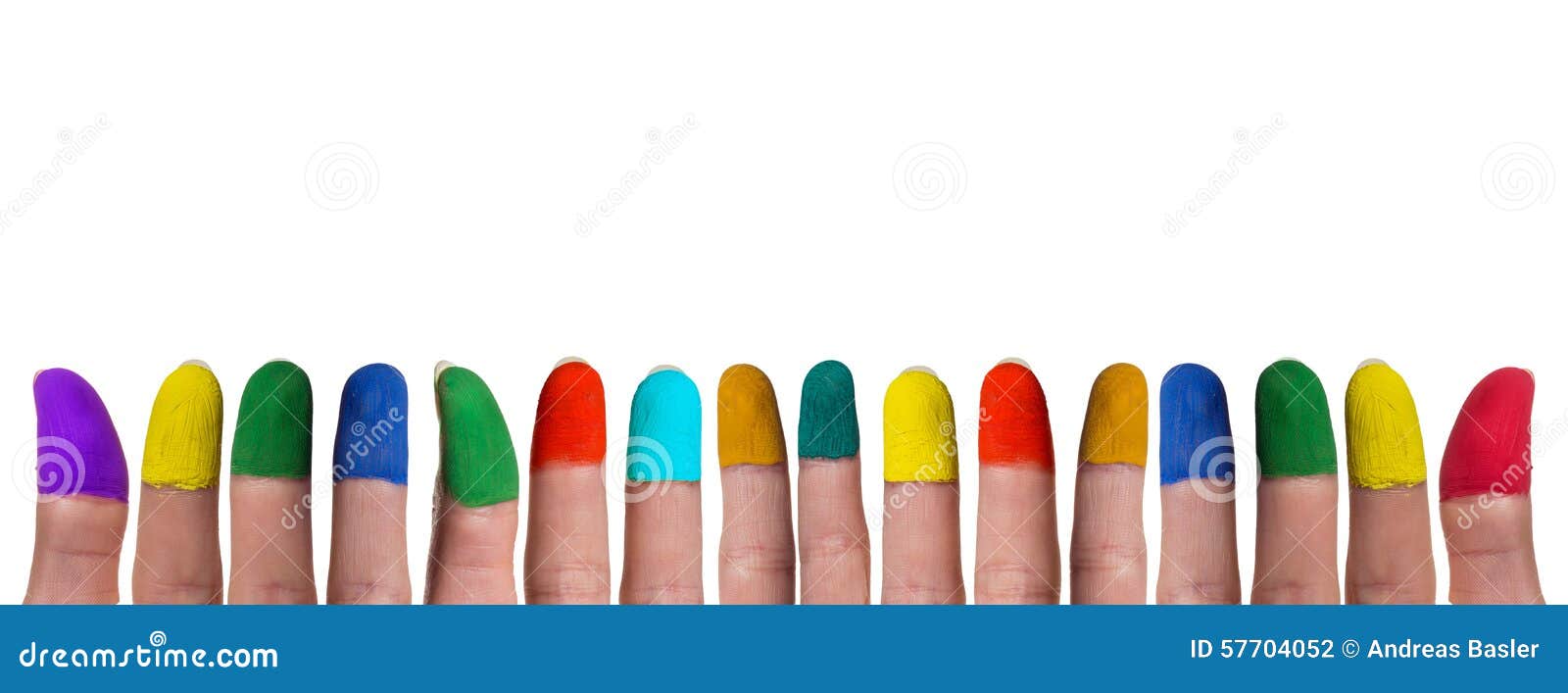 Colorful Painted Fingers in on Line Stock Photo - Image of artistic ...