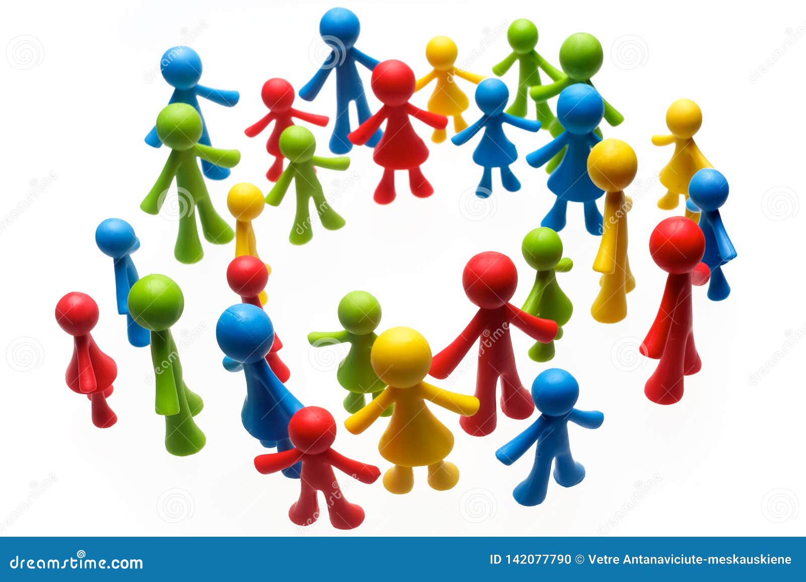 Colorful Painted Group of People Figures on White Background Stock ...