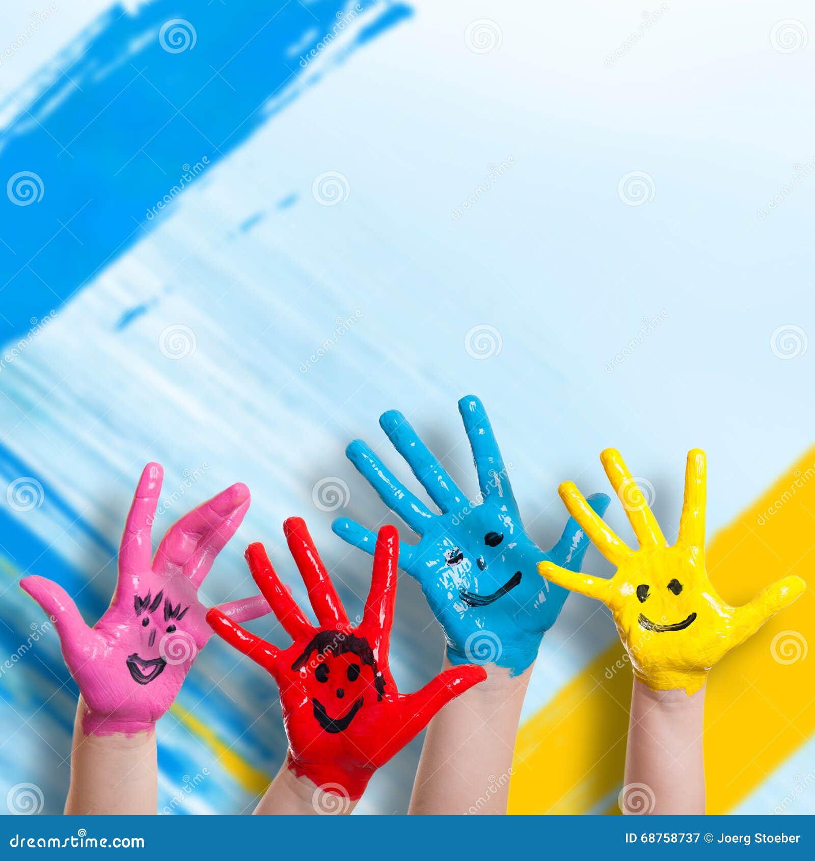 Colorful painted hands stock image. Image of front, childrens - 68758737