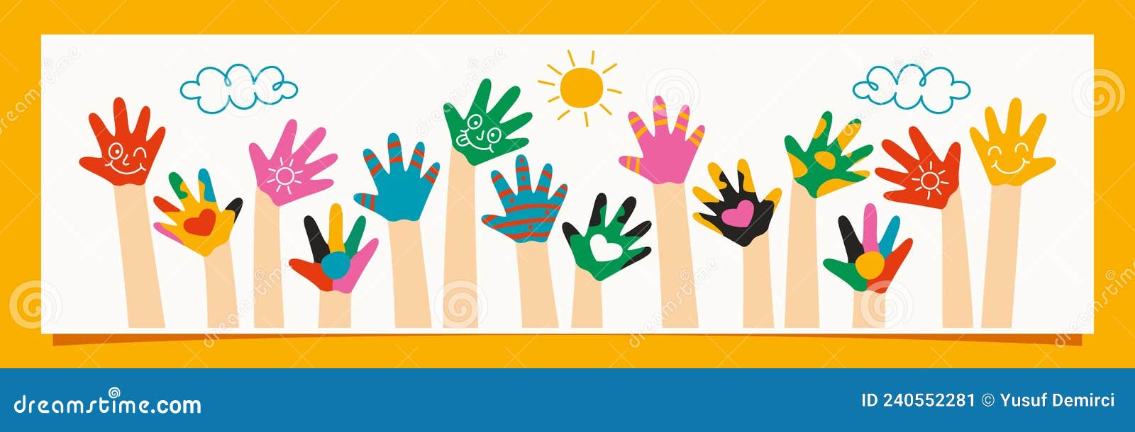 Colorful Painted Hands of Little Children Stock Vector - Illustration ...