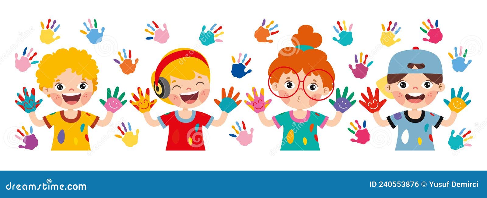 Colorful Painted Hands of Little Children Stock Vector - Illustration ...