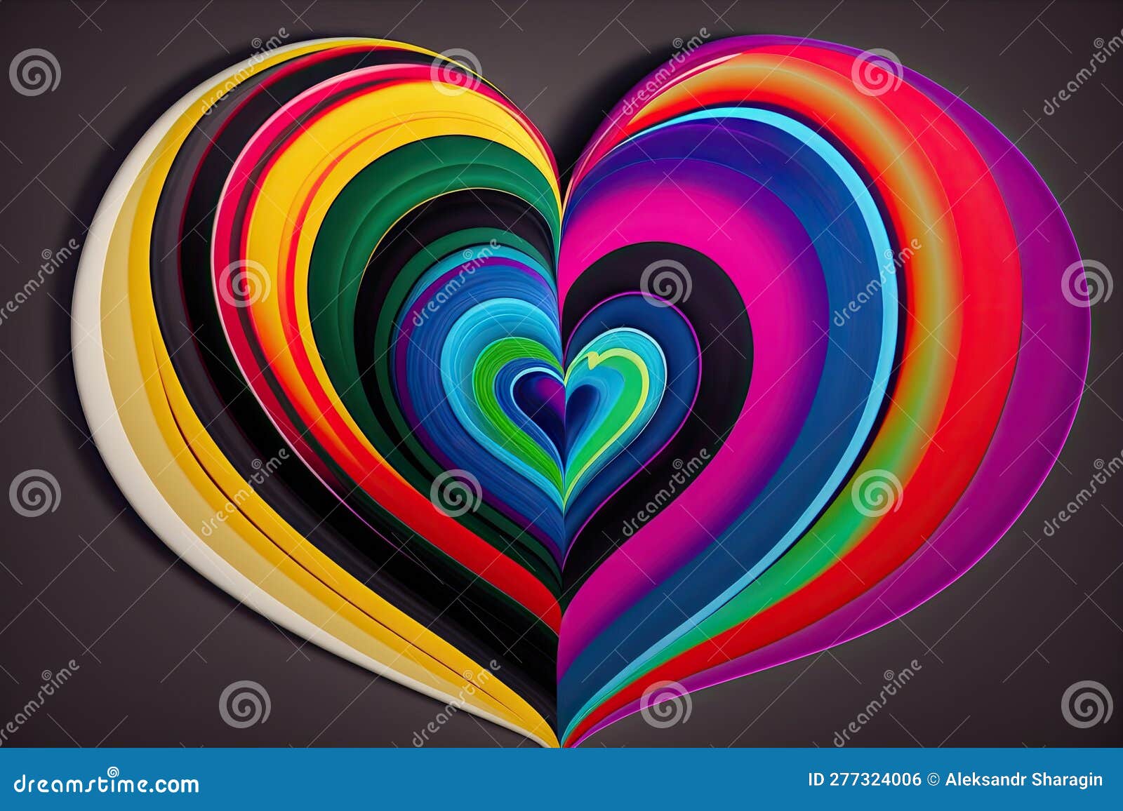 A Colorful Painted Heart on a Black Background, Stream of Love ...