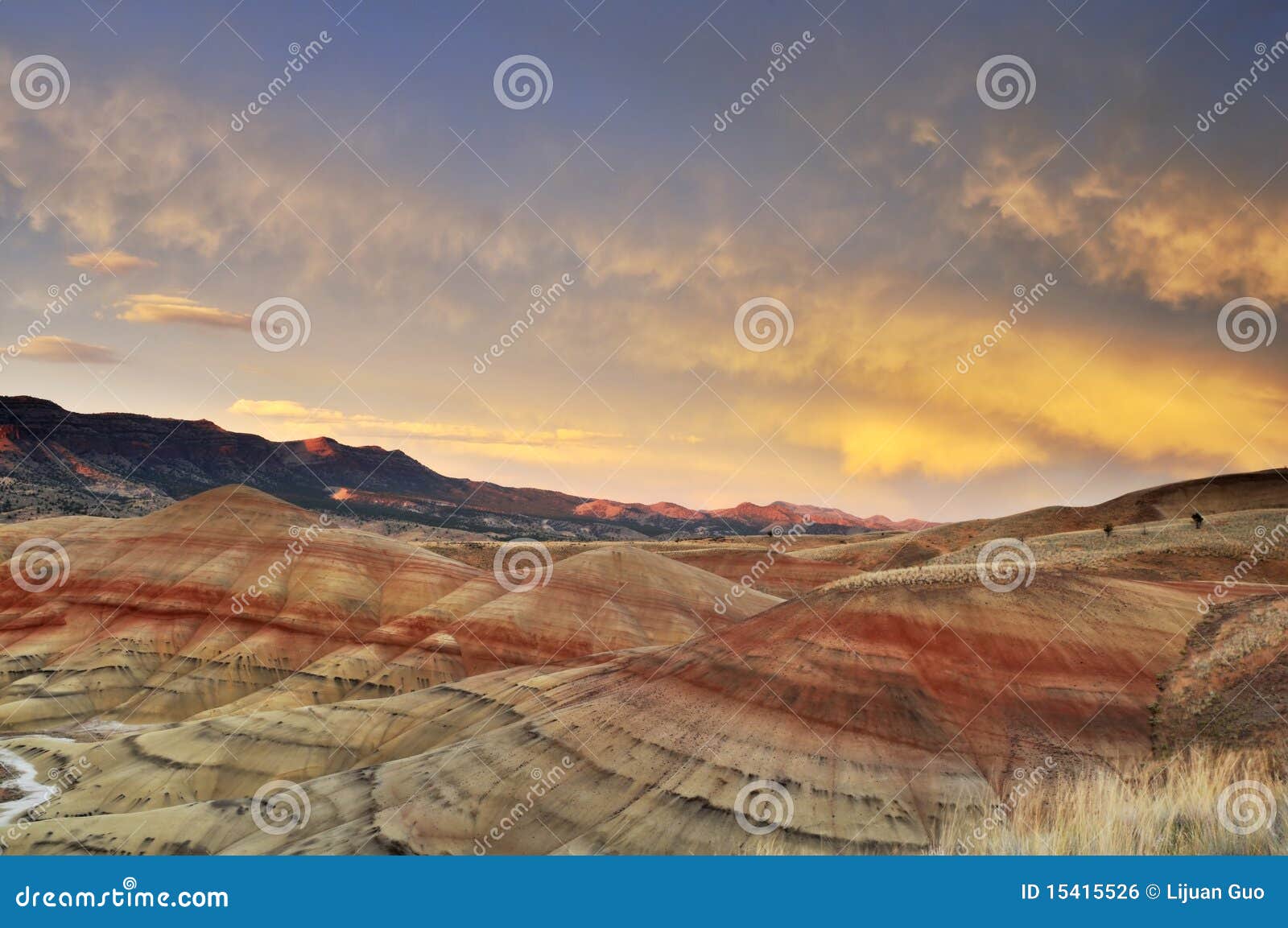 Colorful Painted Hills at Sunset, Mitchell, Oregon Stock Photo - Image ...