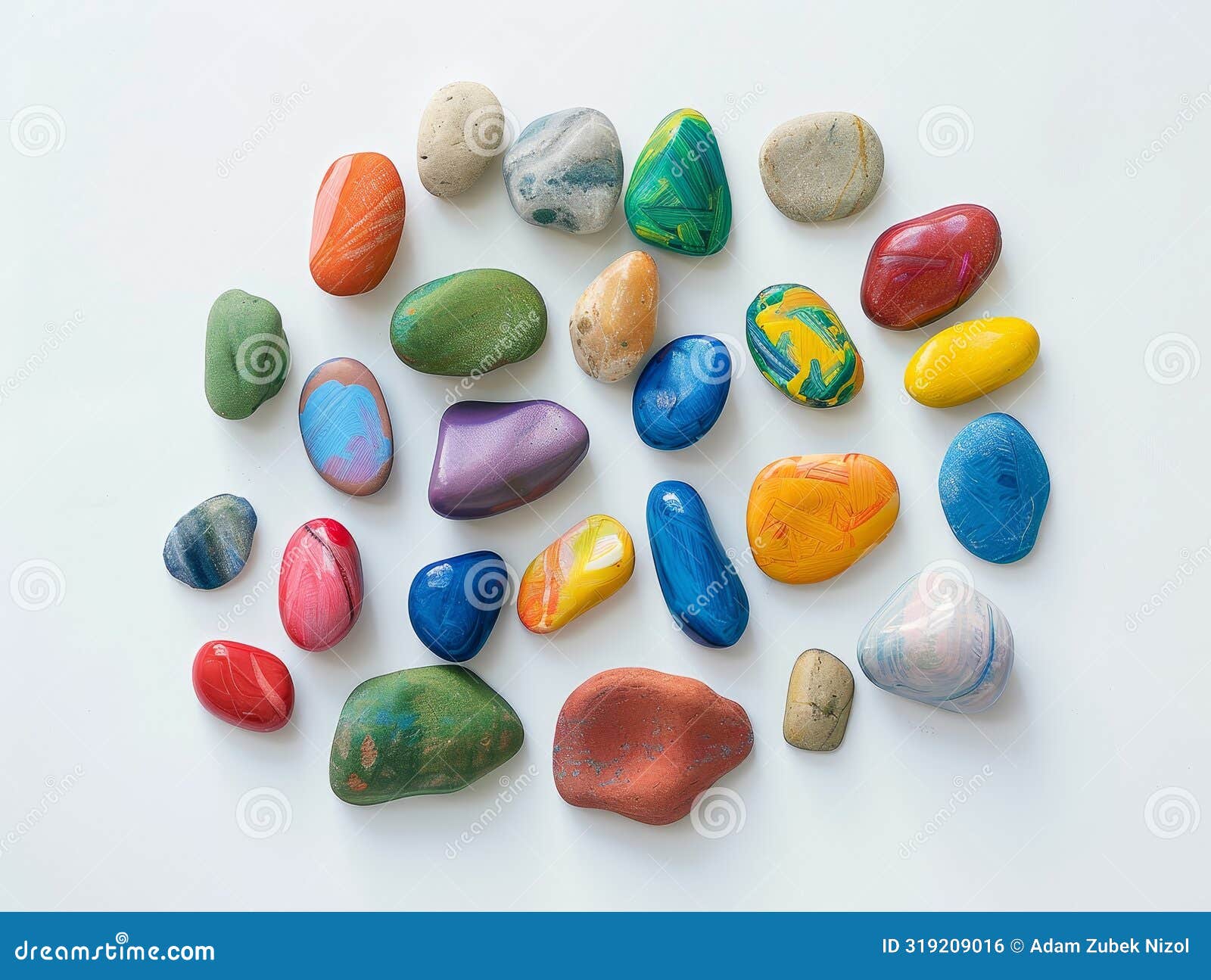 Colorful Painted Rocks on White Background Stock Illustration ...