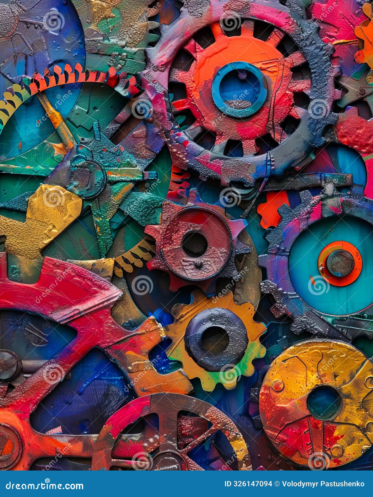 A Colorful Painting of Gears and Cogs Stock Photo - Image of generated ...