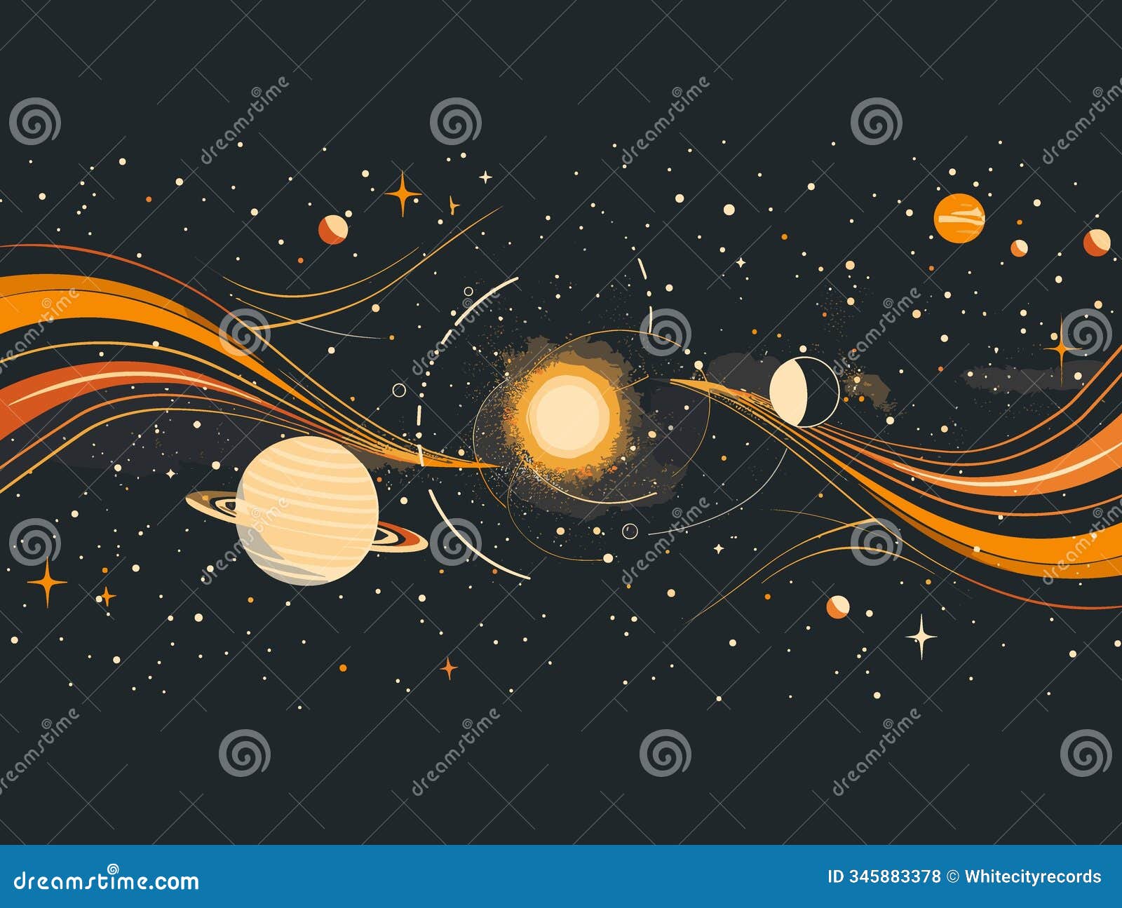 Colorful Painting of the Solar System with the Sun in the Middle Stock ...