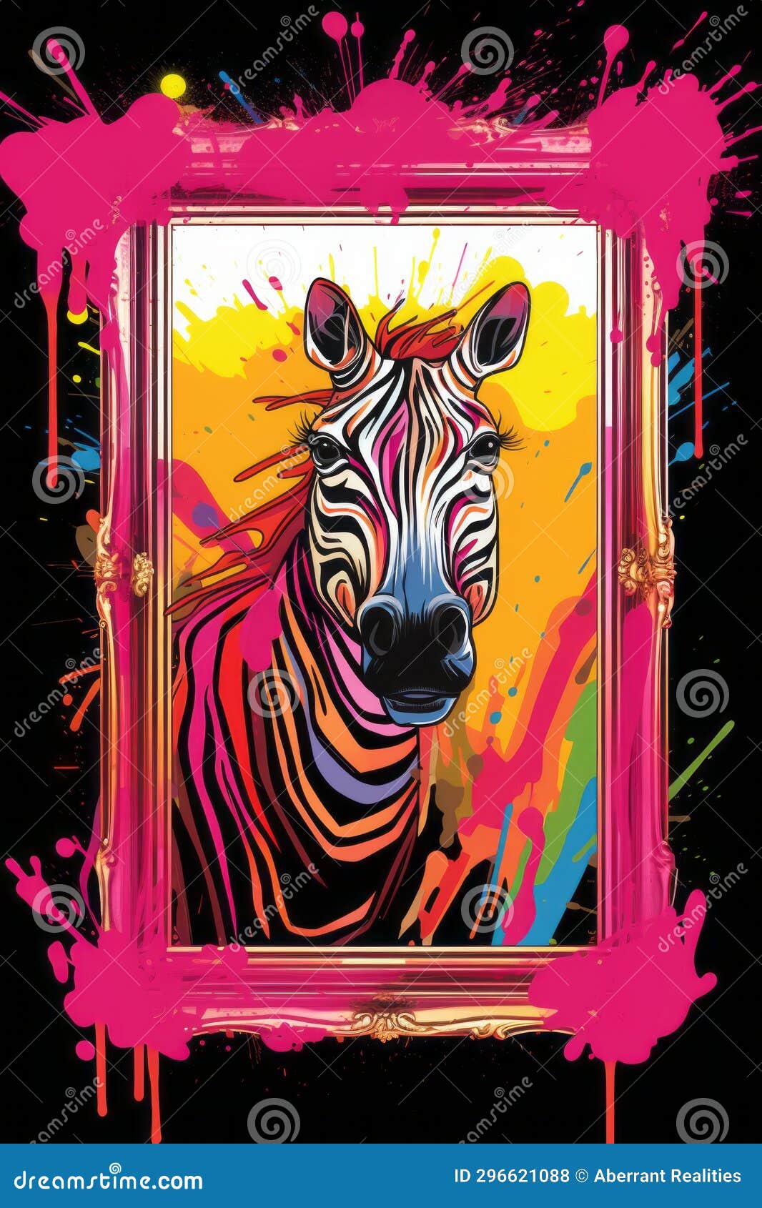 A Colorful Painting of a Zebra in a Frame Stock Illustration ...