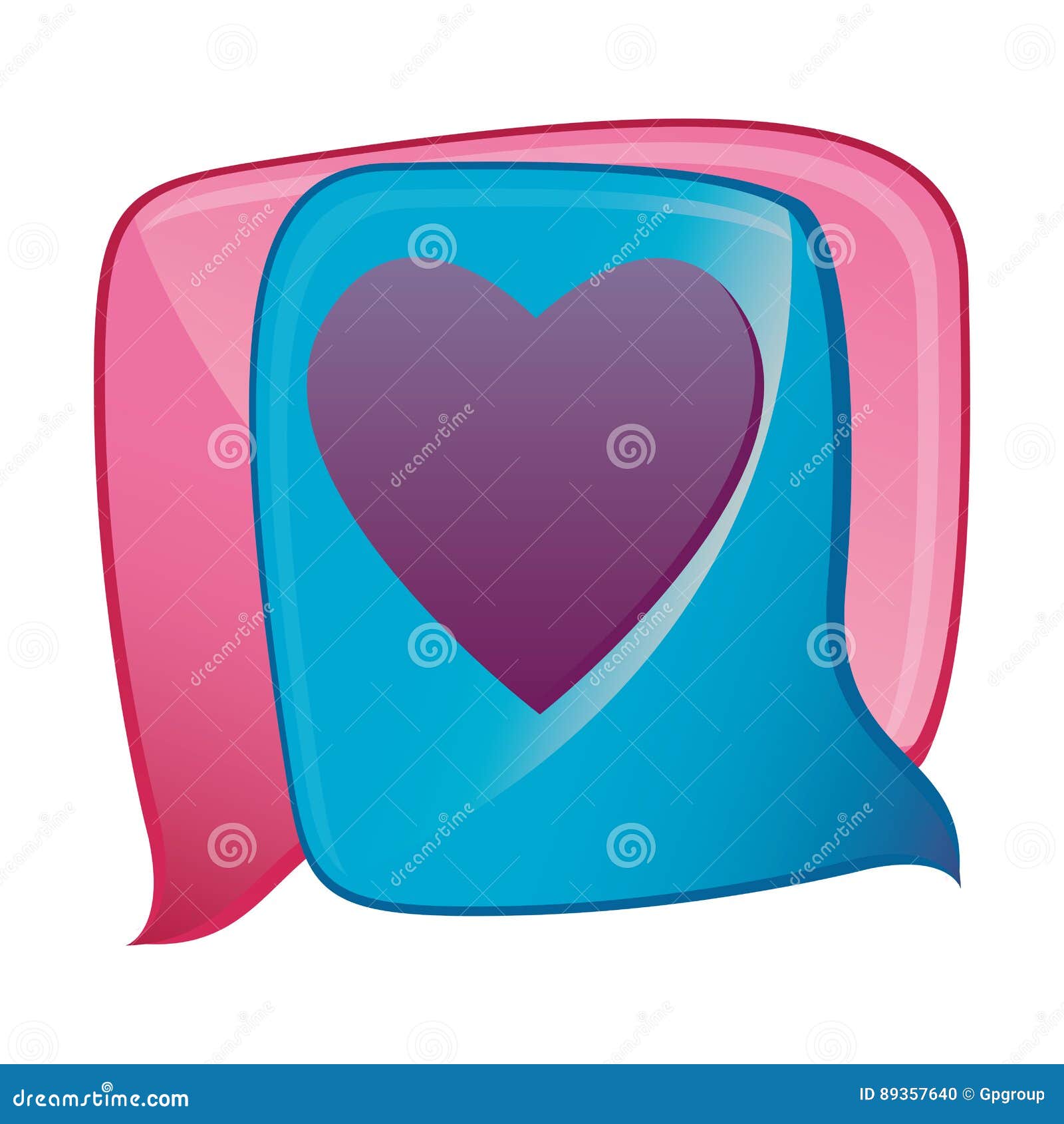 Colorful Pair Dialog Box with Heart Shape Design Stock Illustration ...