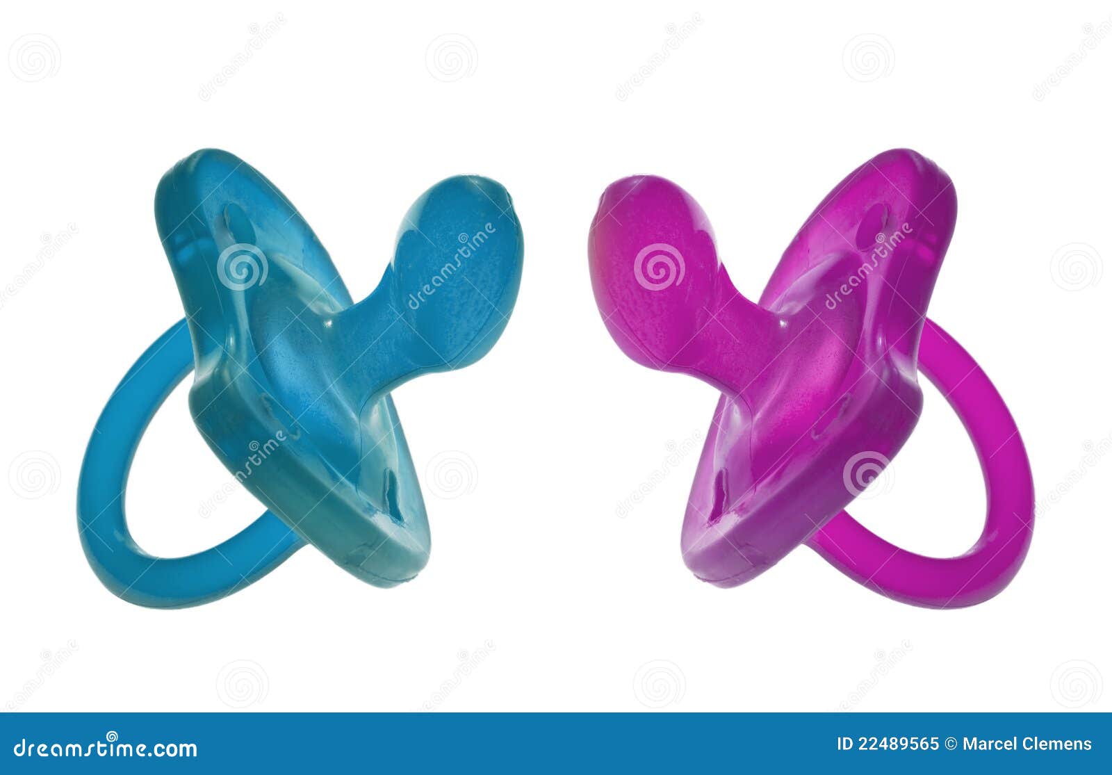 Colorful Pair of Dummies (pacifiers), on White. Stock Image - Image of ...