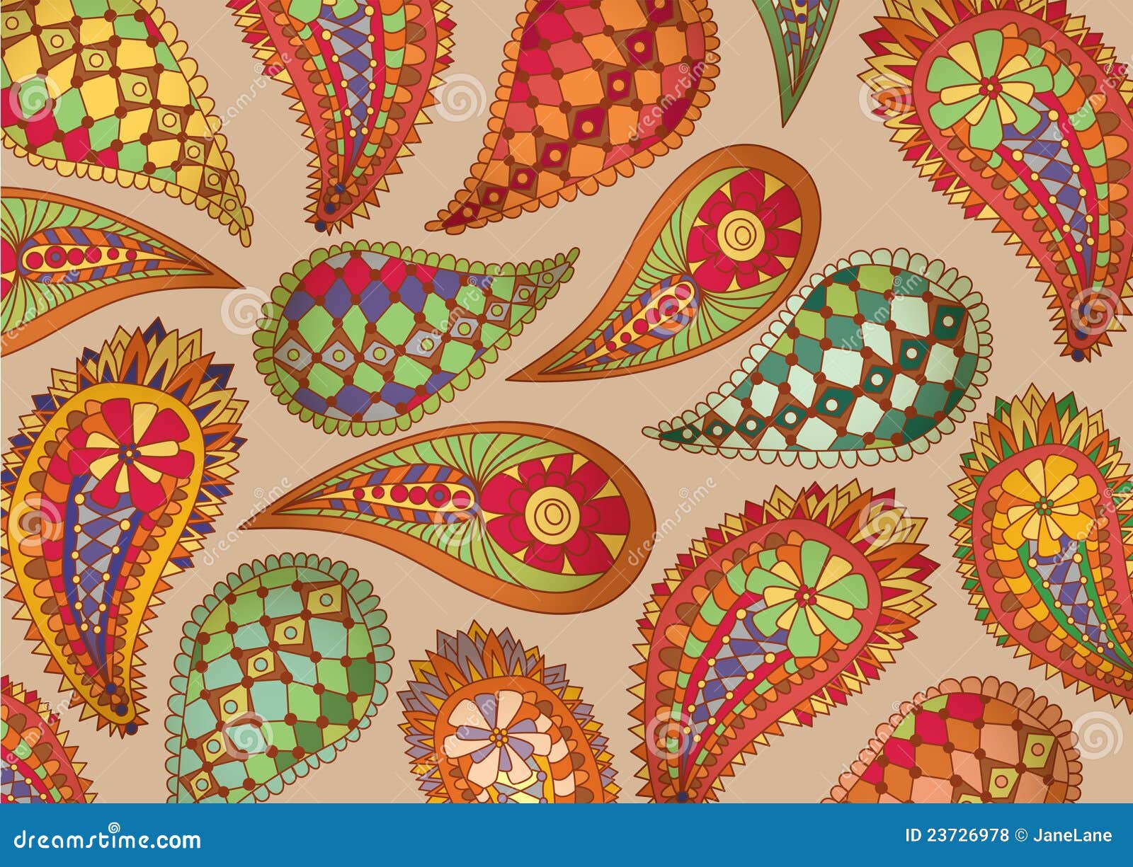 Colorful paisley pattern stock vector. Illustration of wrapping - 23726978