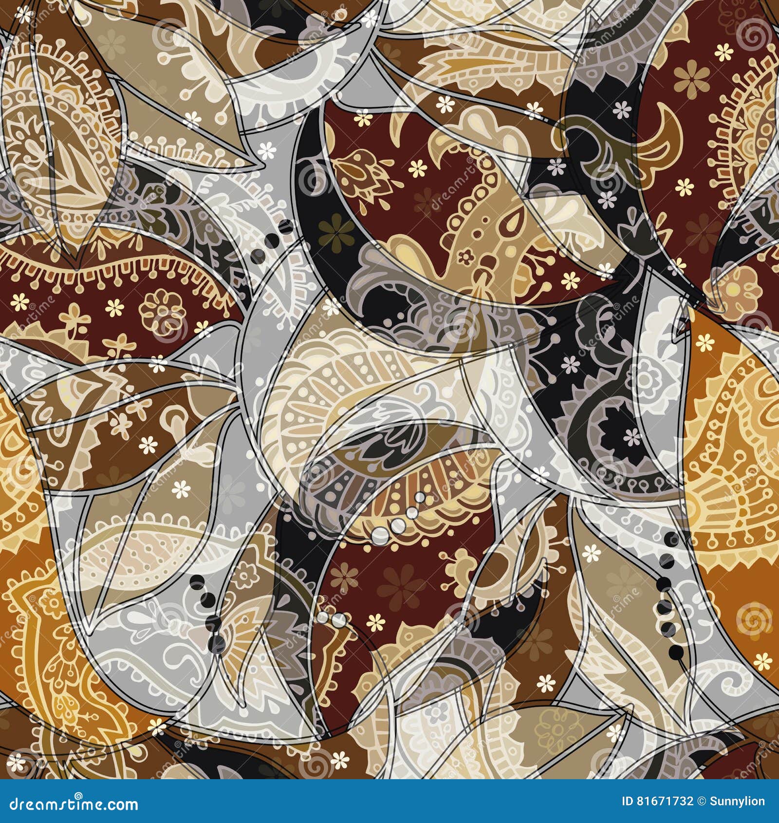 Indian Ornamental Fabric Ethnic Pattern Vector Illustration ...