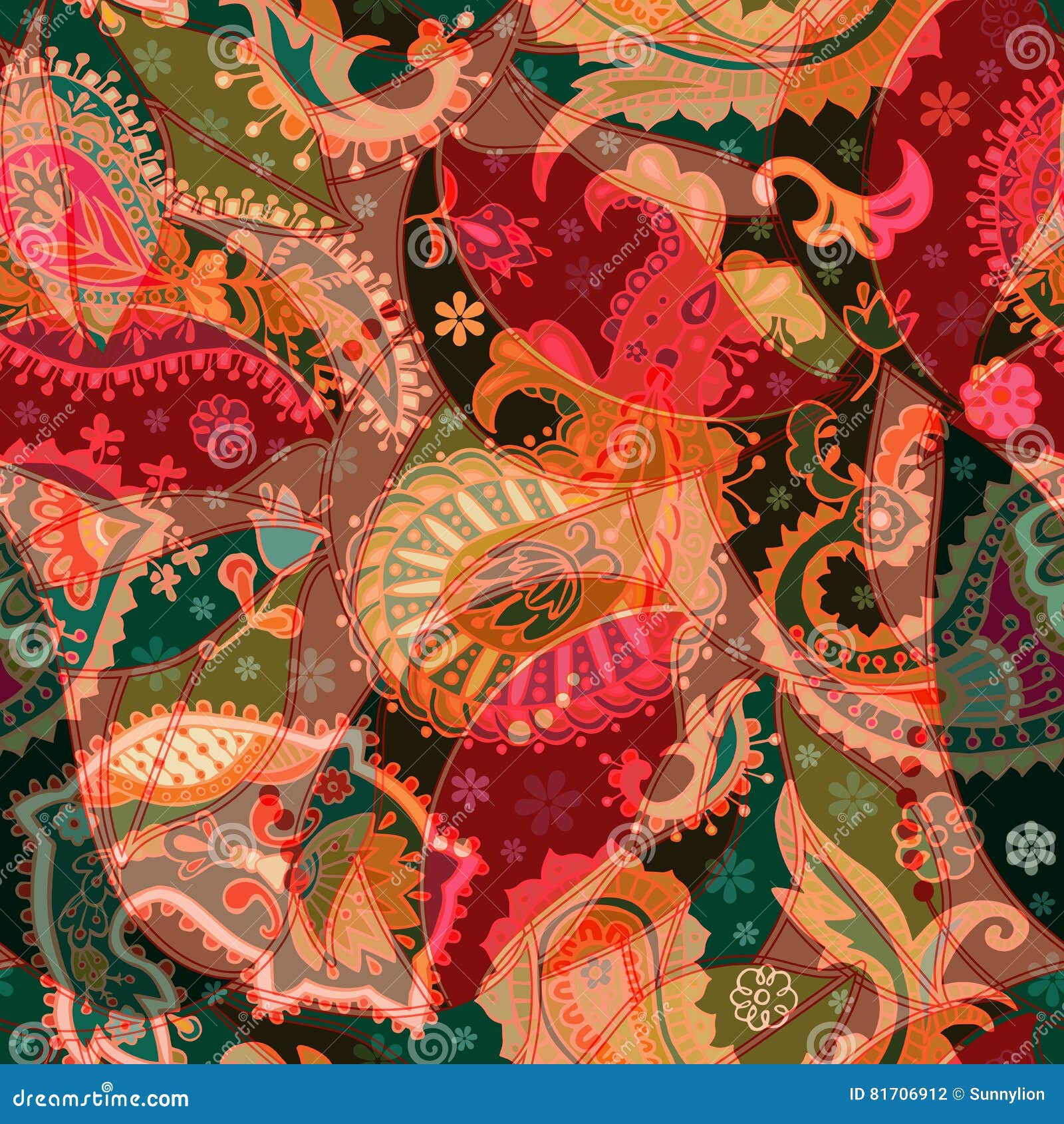 Indian Ornamental Fabric Ethnic Pattern Vector Illustration ...