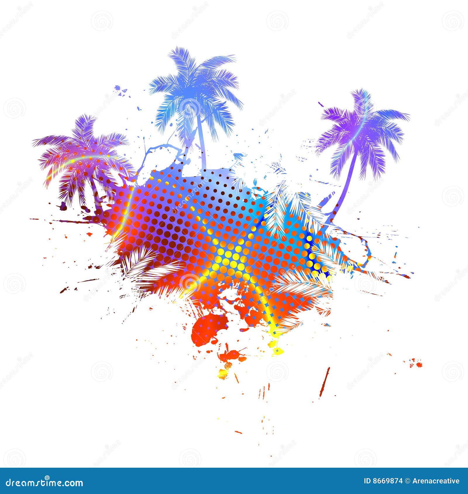 Colorful Palm Trees Grunge stock illustration. Illustration of ...
