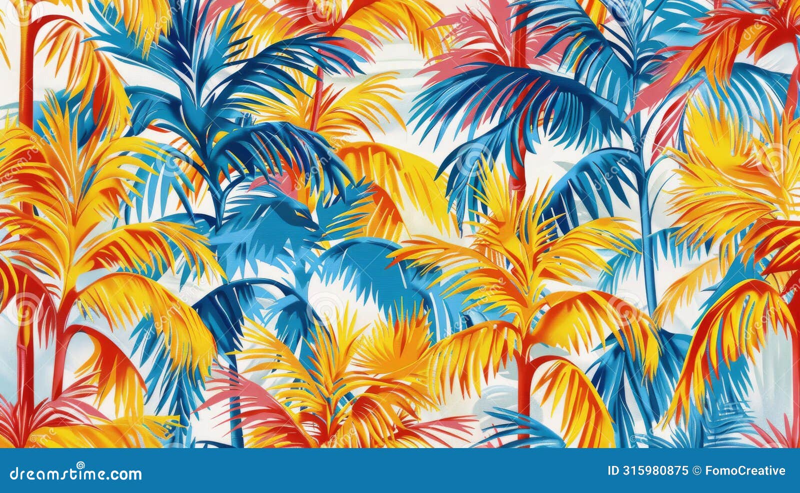 Colorful Palm Trees on White Background Stock Illustration ...