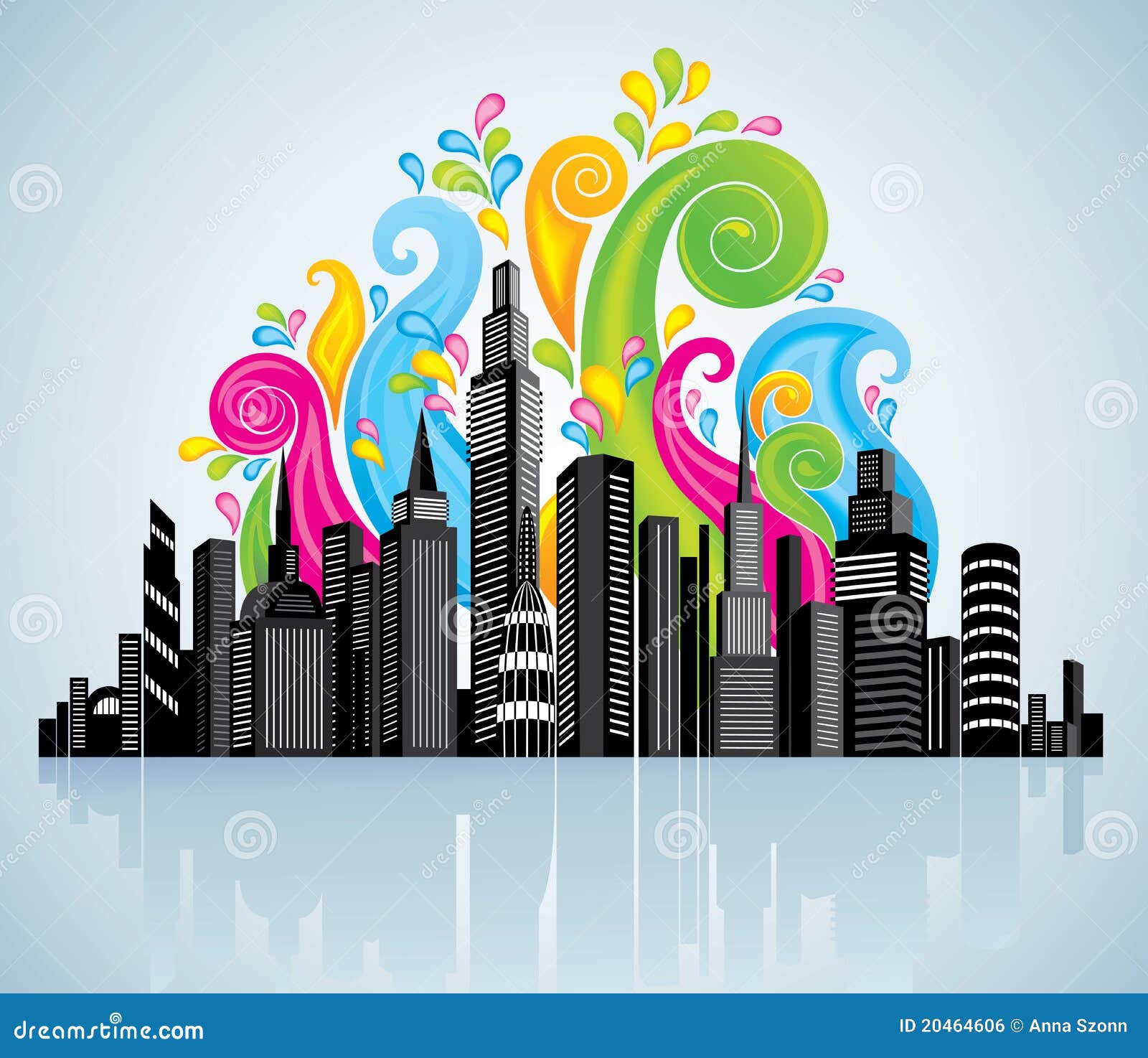 Colorful panorama city. stock vector. Illustration of festival - 20464606
